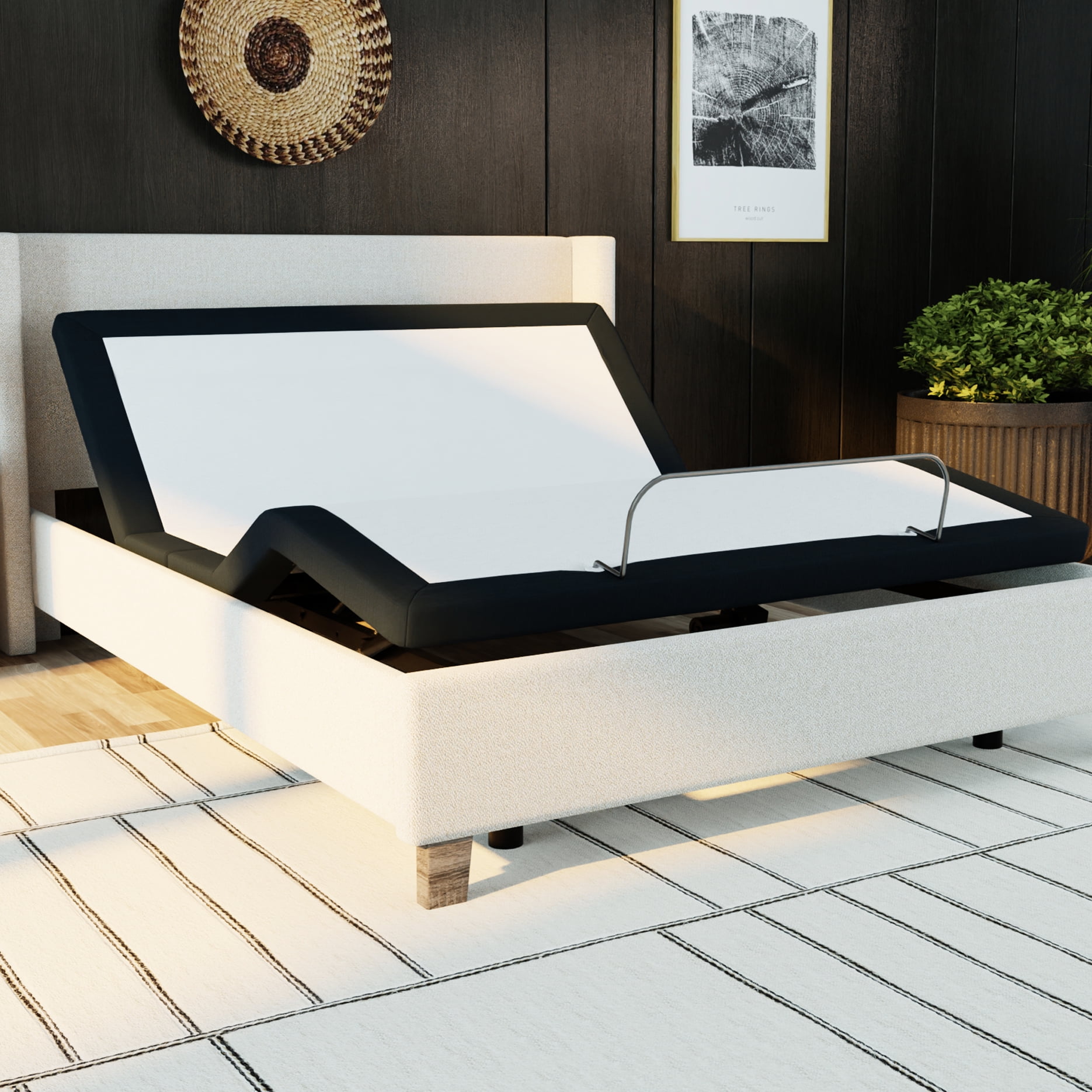 Grey Full Bed With Adjustable Metal Zero Base, Wireless Remote For ...