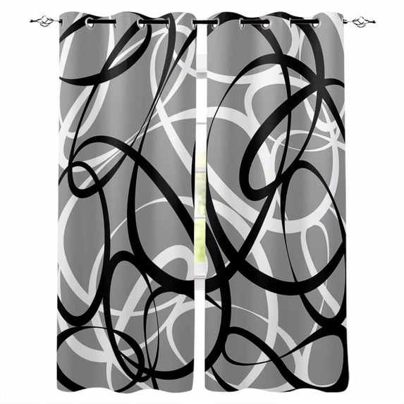 Grey Geometric Blackout Curtains for Bedroom/Living Room, Thermal ...