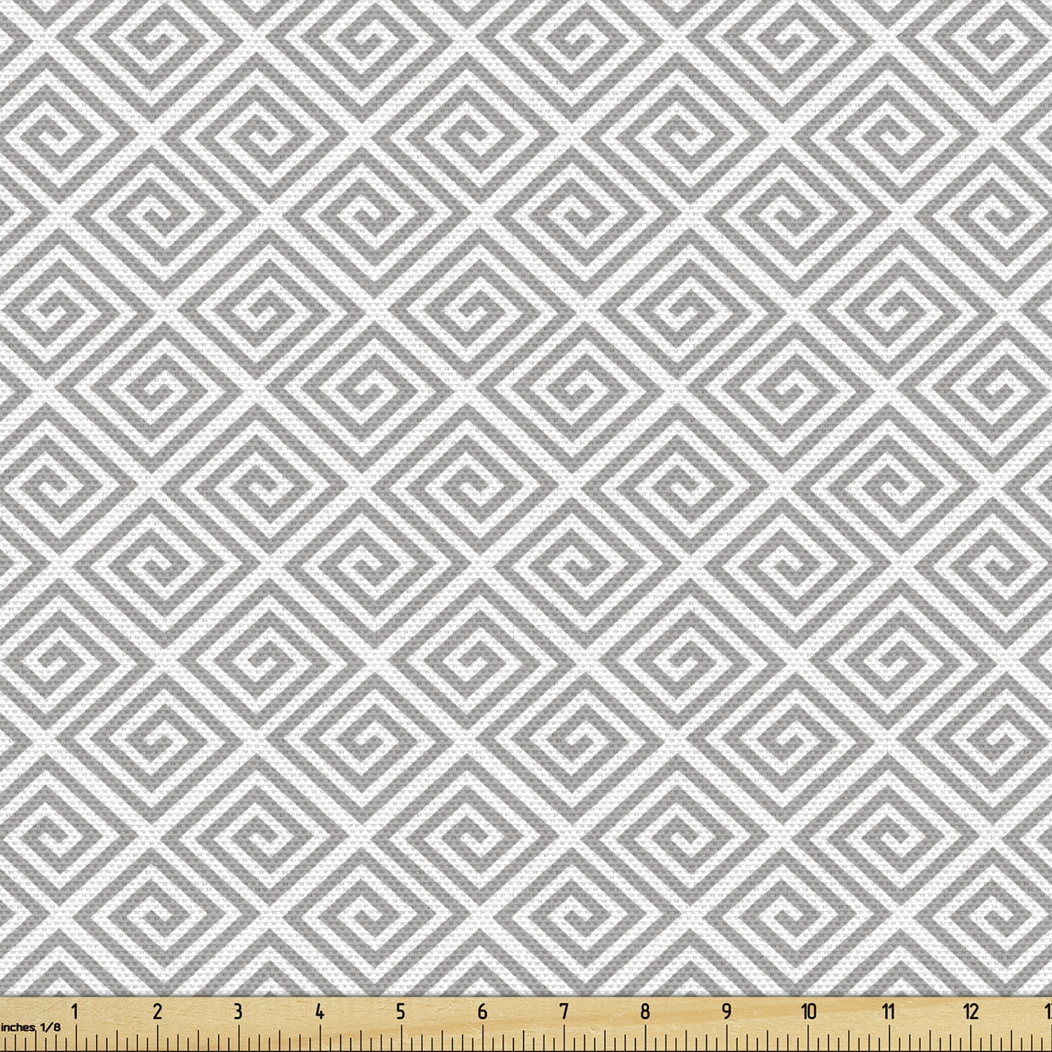 Grey Geometric Fabric by the Yard, Entangled Square Shapes with Twisted ...