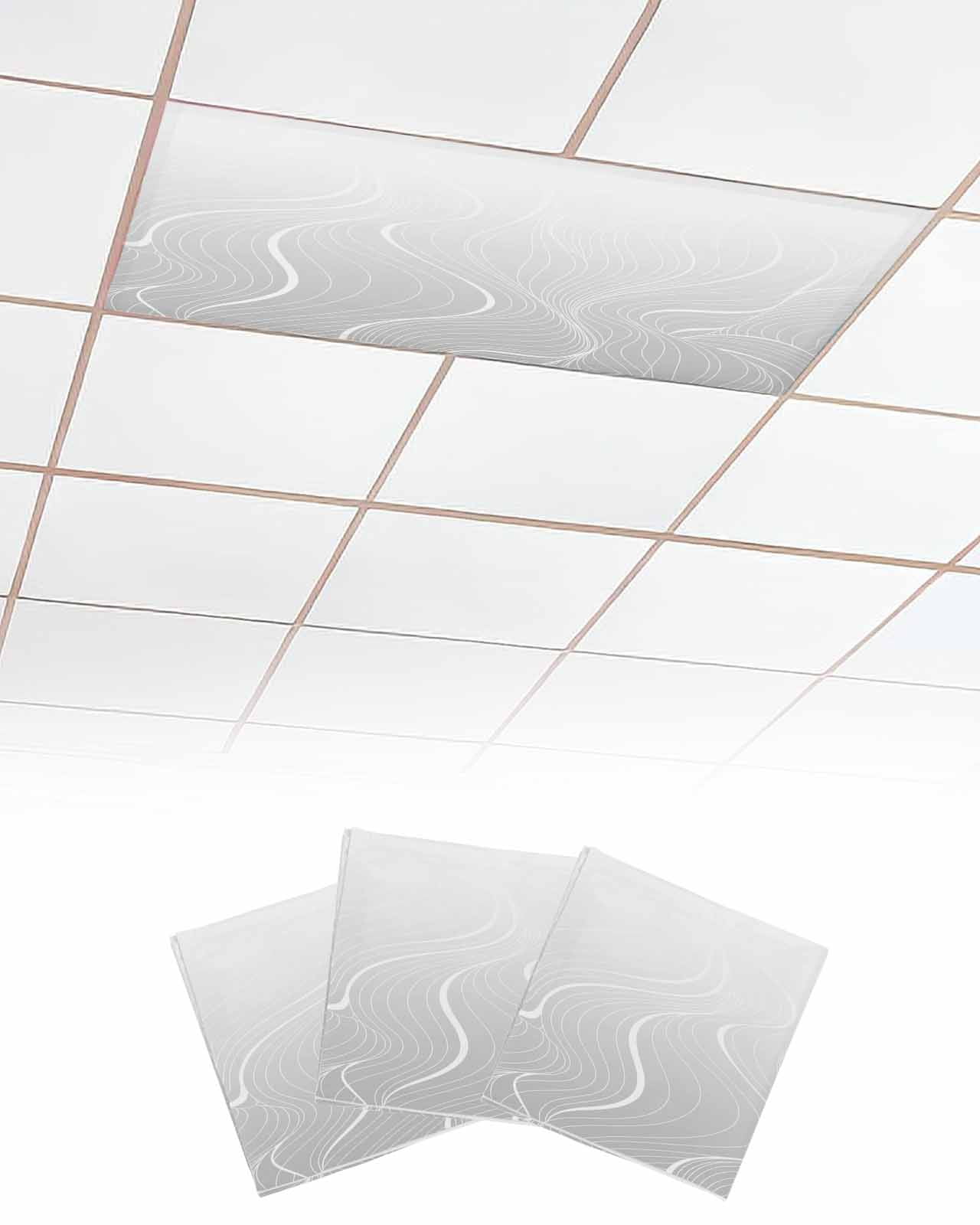 Grey Geometric Fluorescent Light Covers for Ceiling Lights 4x2 feet,3 ...