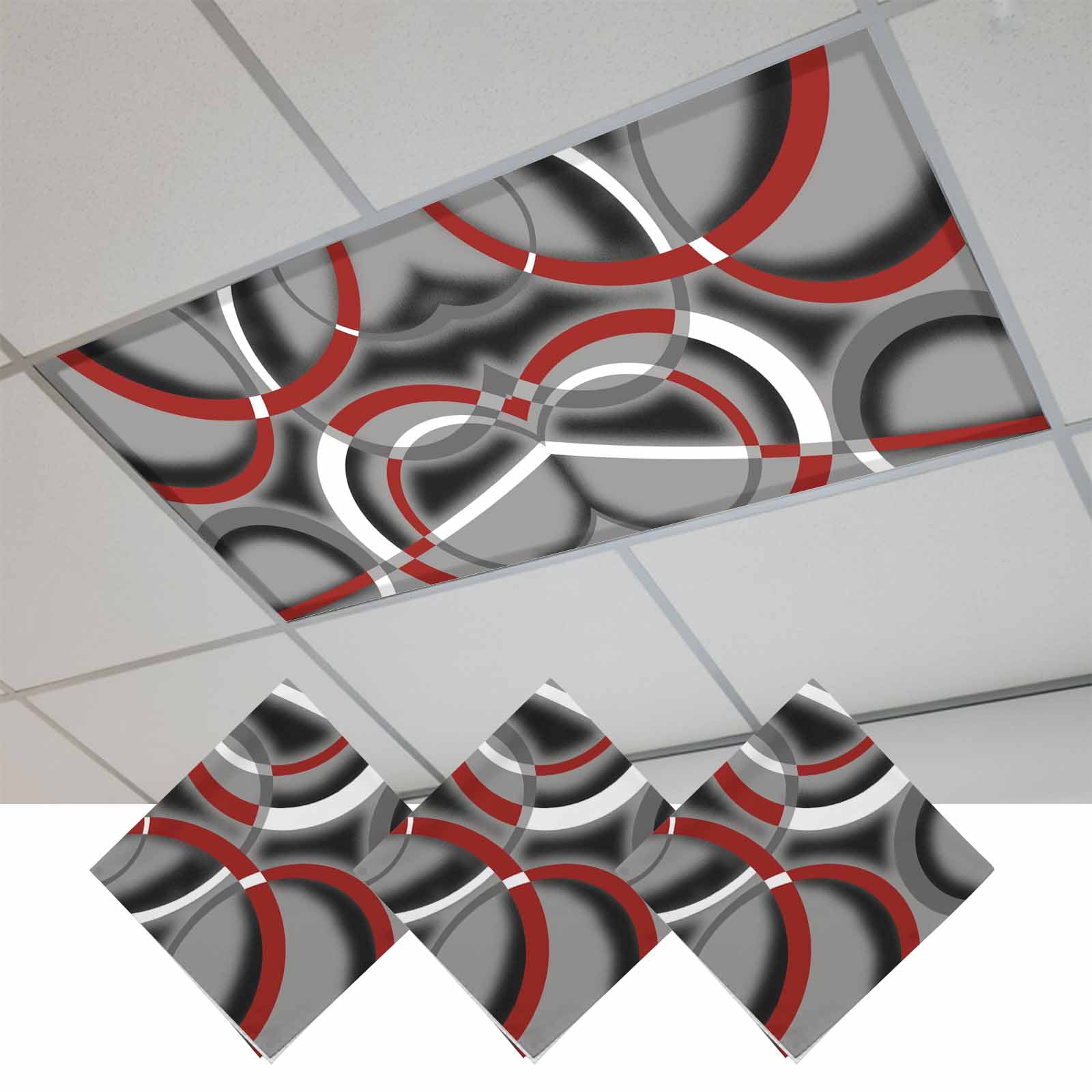 Grey Geometric Fluorescent Light Covers, Modern Abstract Black White ...