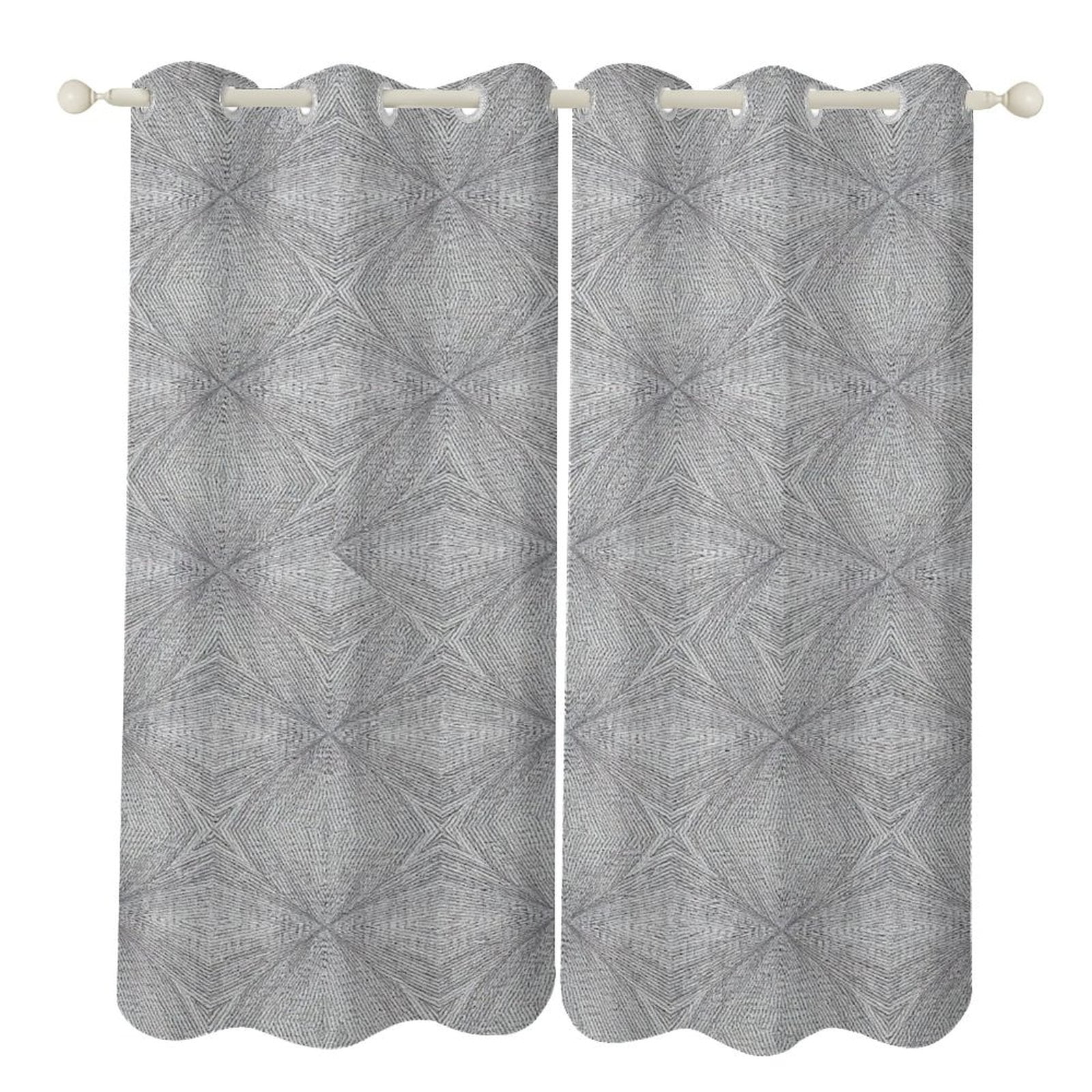 Grey Geometric Patterned Textile Design Blackout Curtains 2 Panel Rod ...