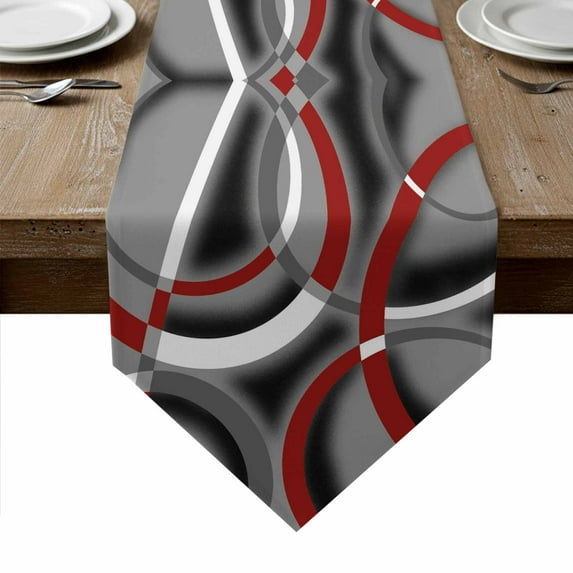 Grey Geometric Table Runner Linen Burlap Table Runner 72 Inches Long ...