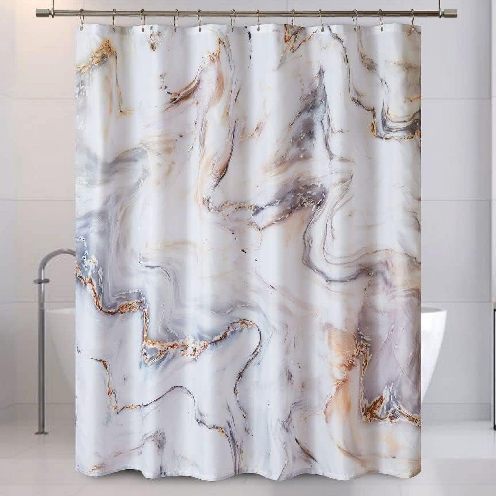 Grey Gold Marble Shower Curtain, Abstract Marble Shower Curtains for ...