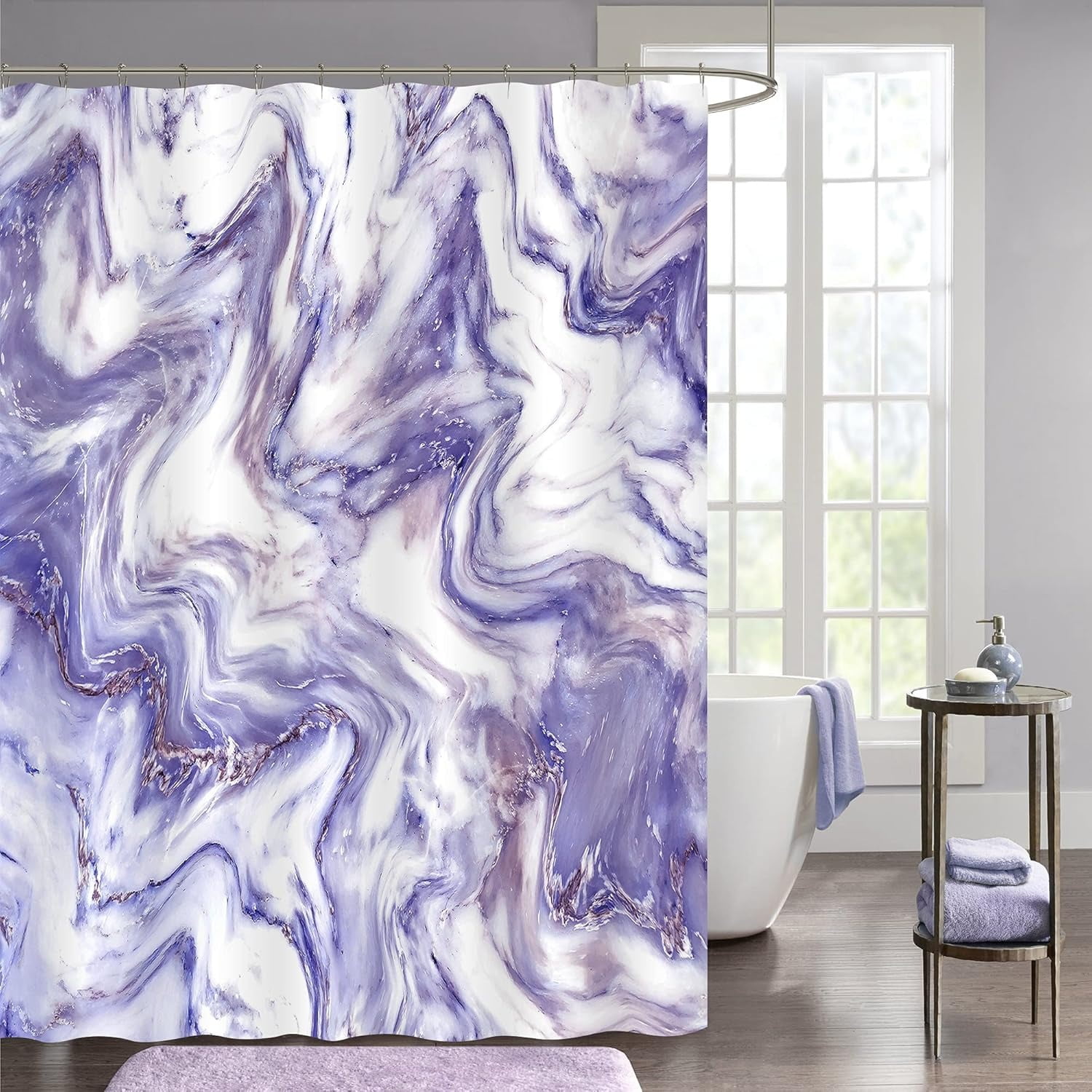 Grey Gold Marble Shower Curtain Set, Abstract, Modern, Luxury Standard ...