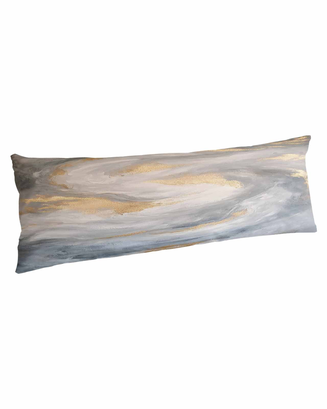 Grey Golden Body Pillow Covers, Modern Oil Painting Abstract Soft Bed ...