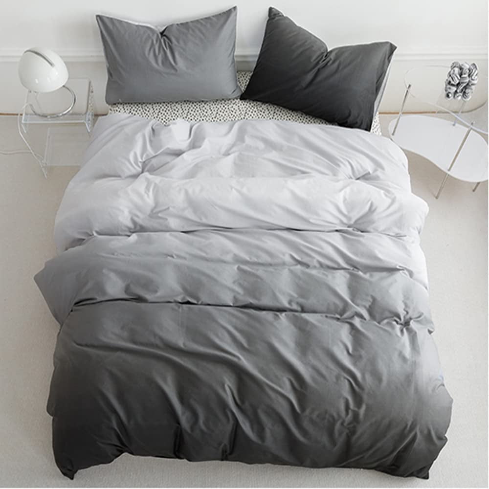 Grey Gradient Comforter Sets King Solid Silver Grey Bedding Comforters Cotton Modern Plain White ...