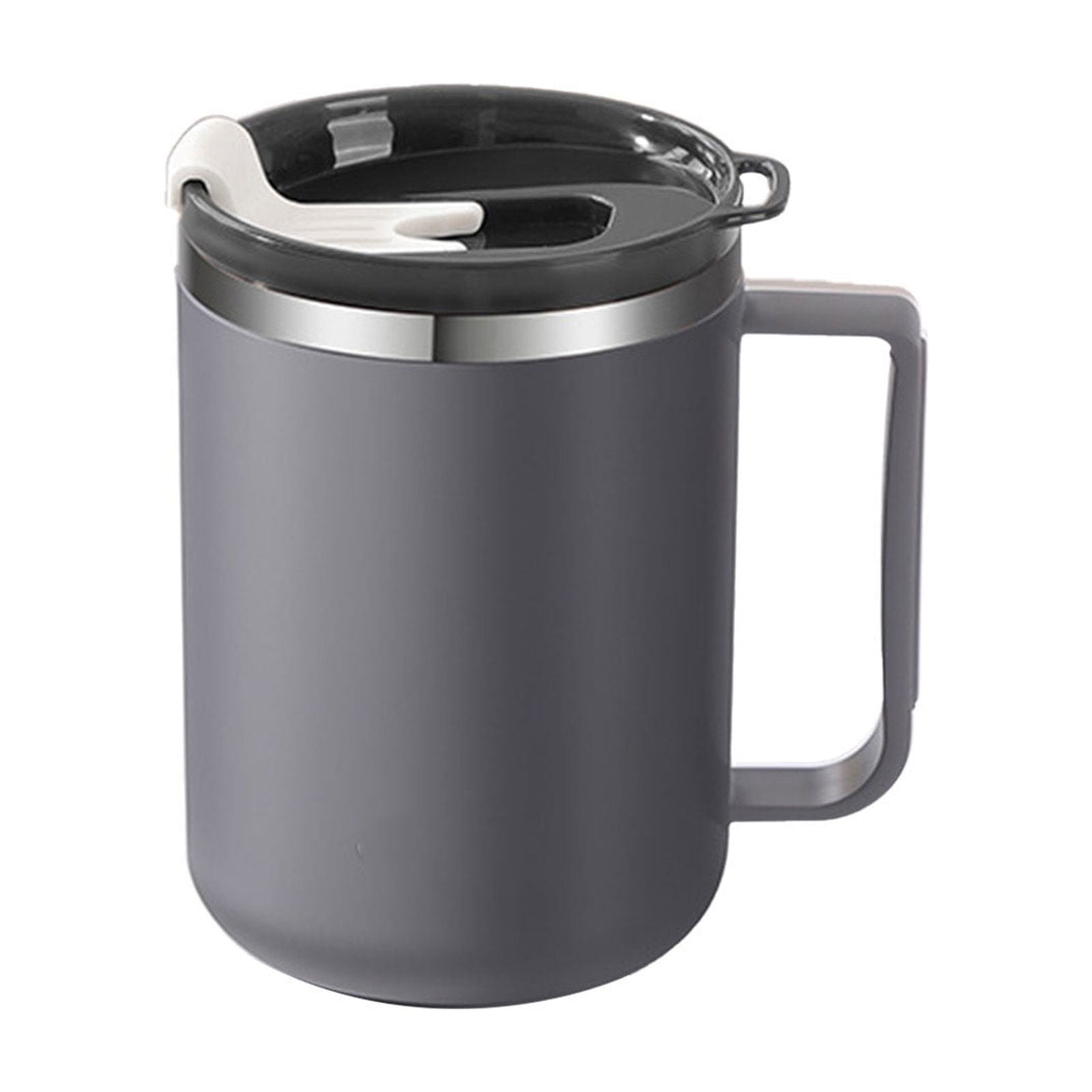 Grey Gray 430Ml Double Wall Insulated Steel Cup With Flip Open Lid Leak ...