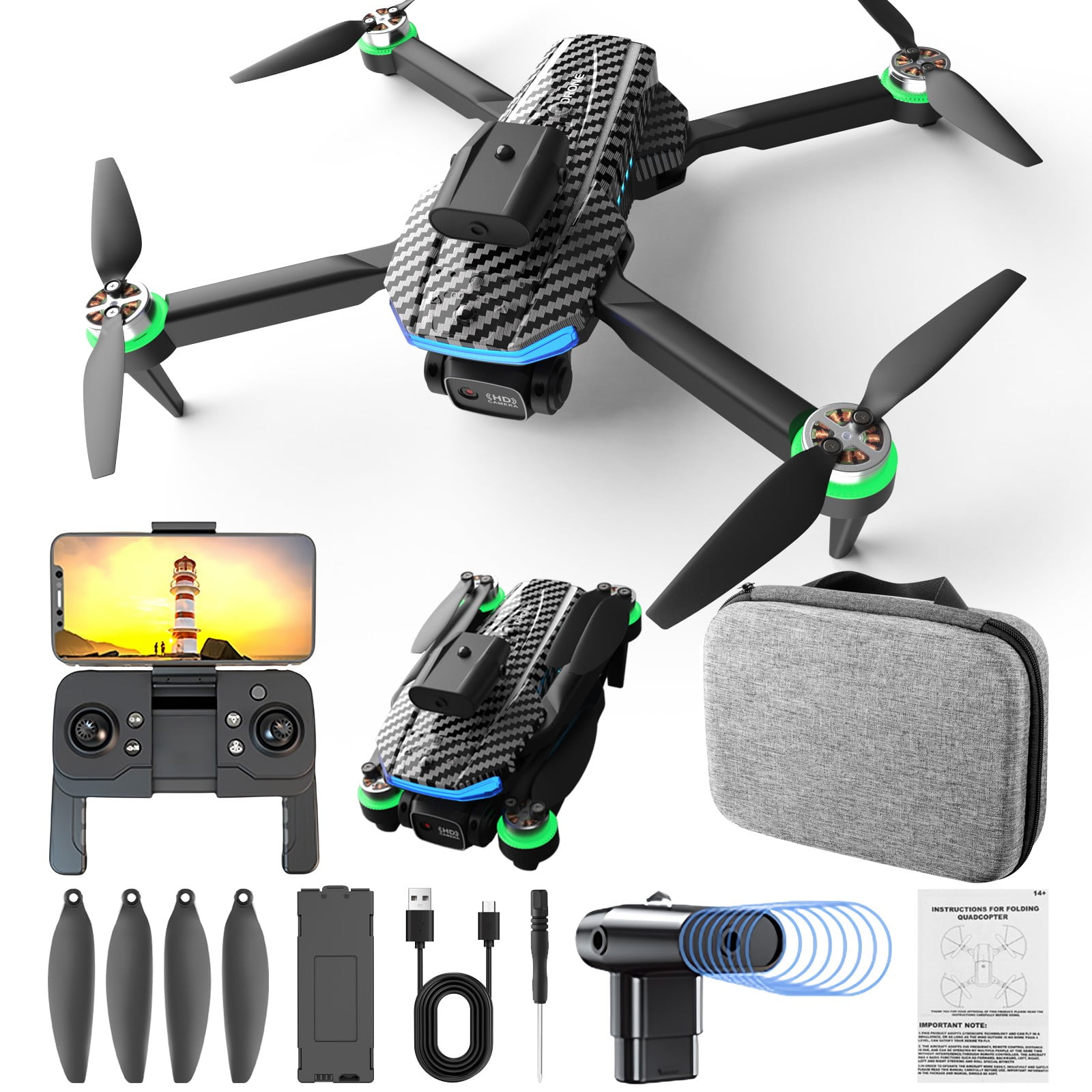 Grey Gray Brushless Motor Drone With 2 Cameras Optical Flow Positioning ...