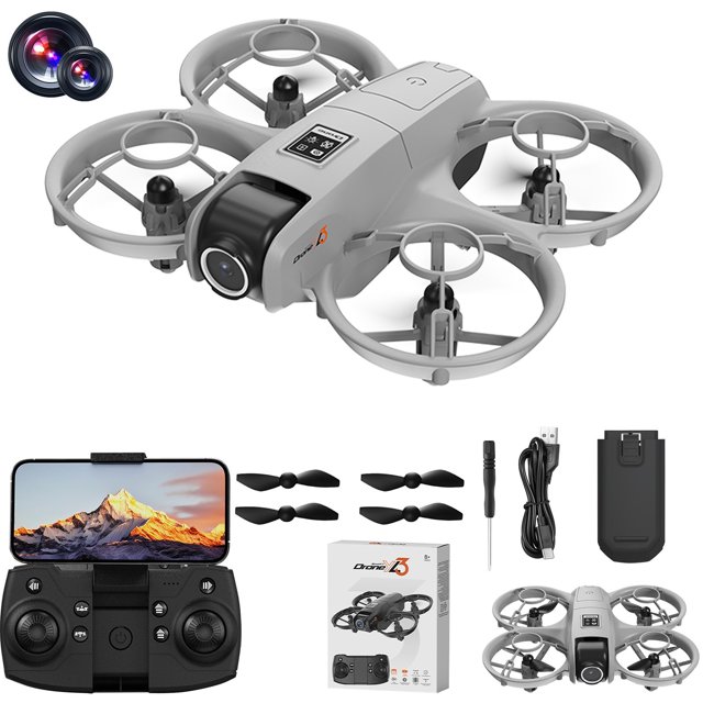 Grey Gray Dual Camera Drone Rc Quadcopter 1080P Hd Wifi Fpv Altitude ...