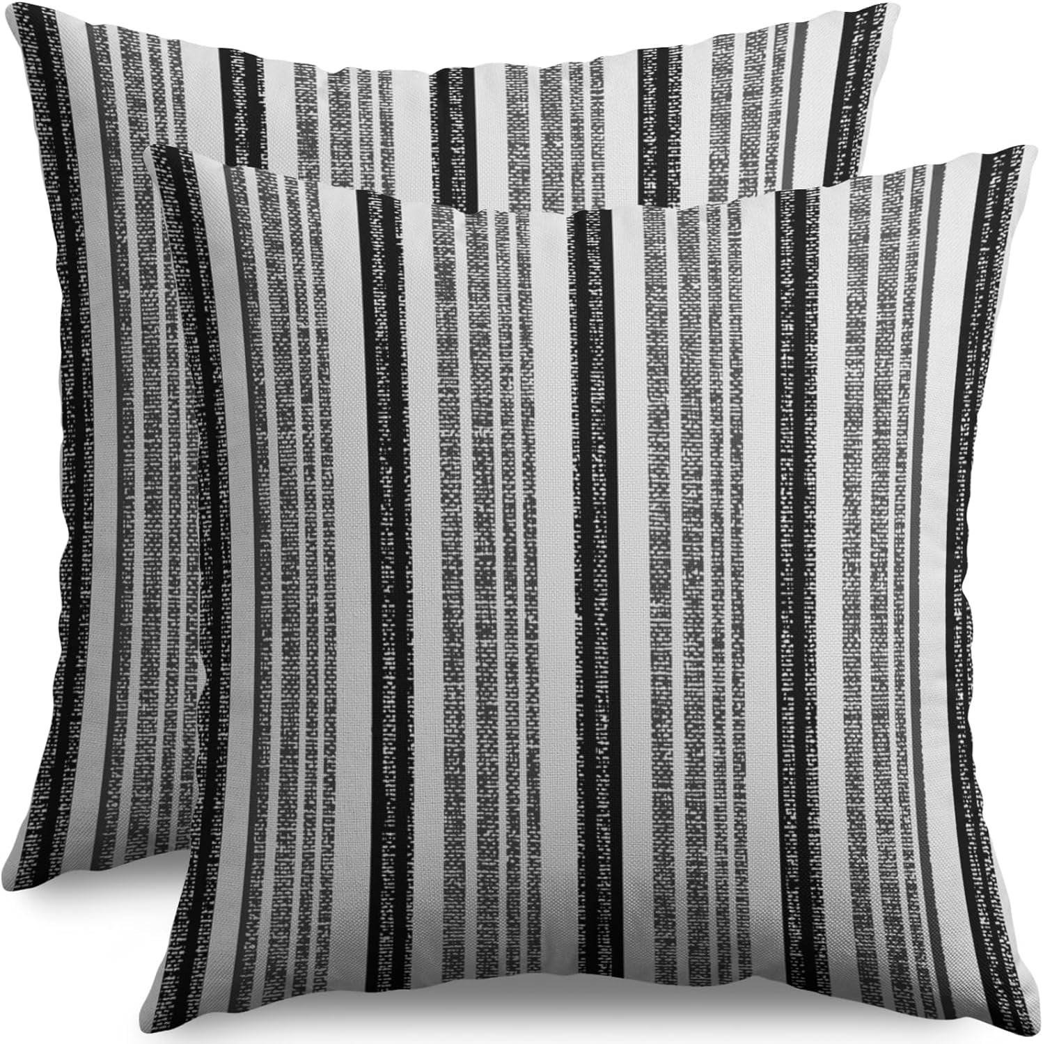 Grey Gray Striped Pillow Covers 16x16 Set of 2 Modern Stripes Textured ...