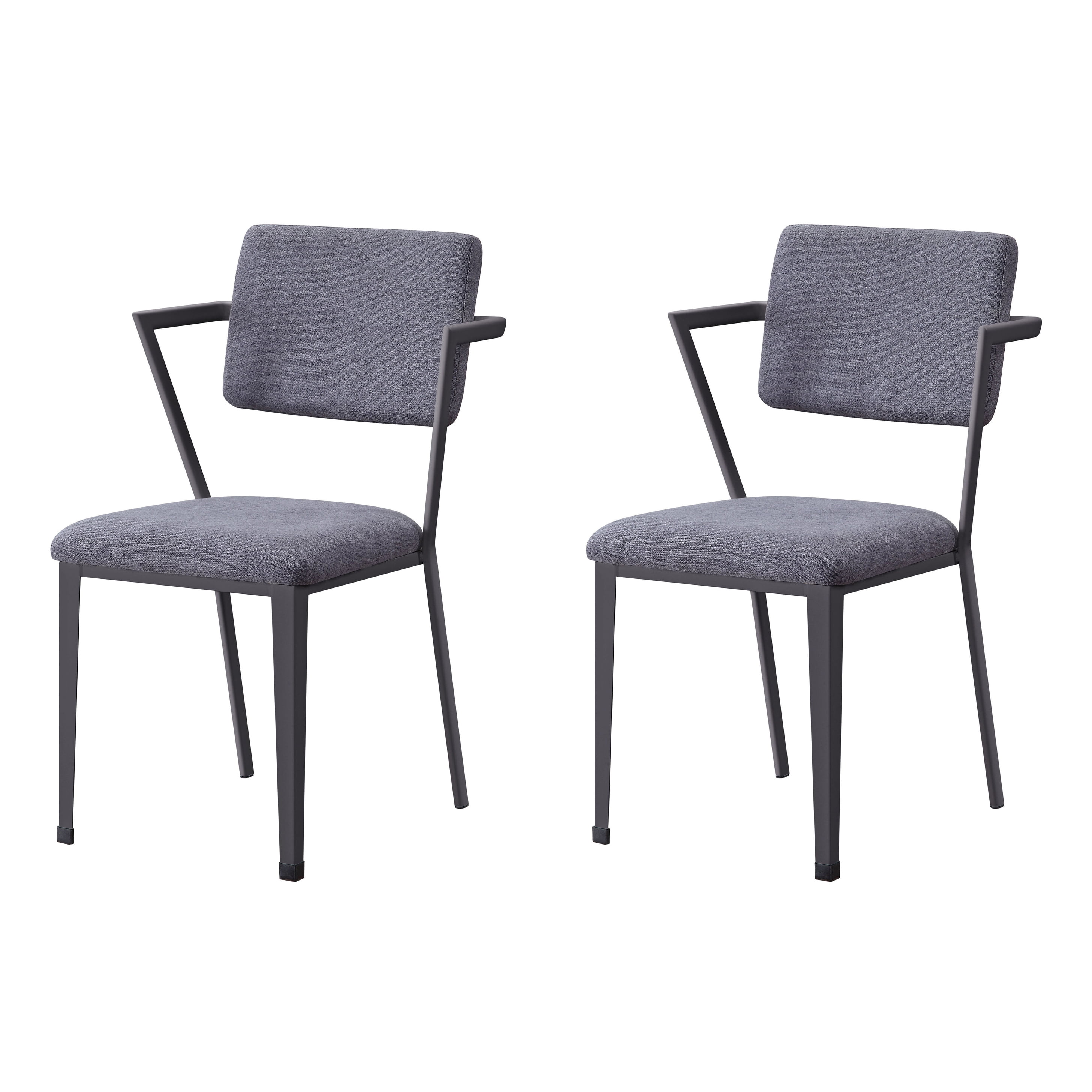 Grey Gunmetal Open Back Dining Chairs Set of 2 Ergonomic Comfortable ...
