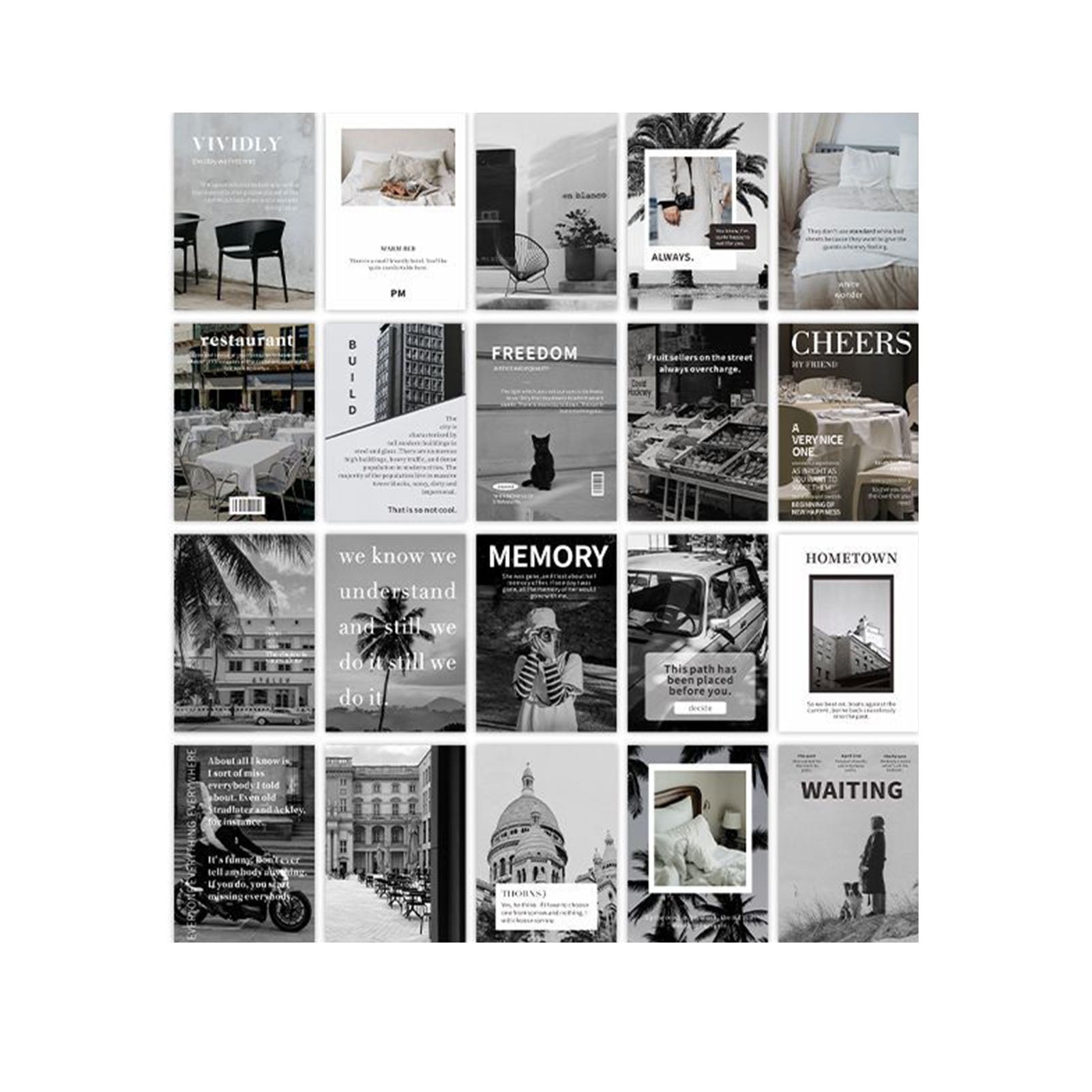 Grey Handbook Stickers, 20 Sheets Street Photography Style Decor Paper ...