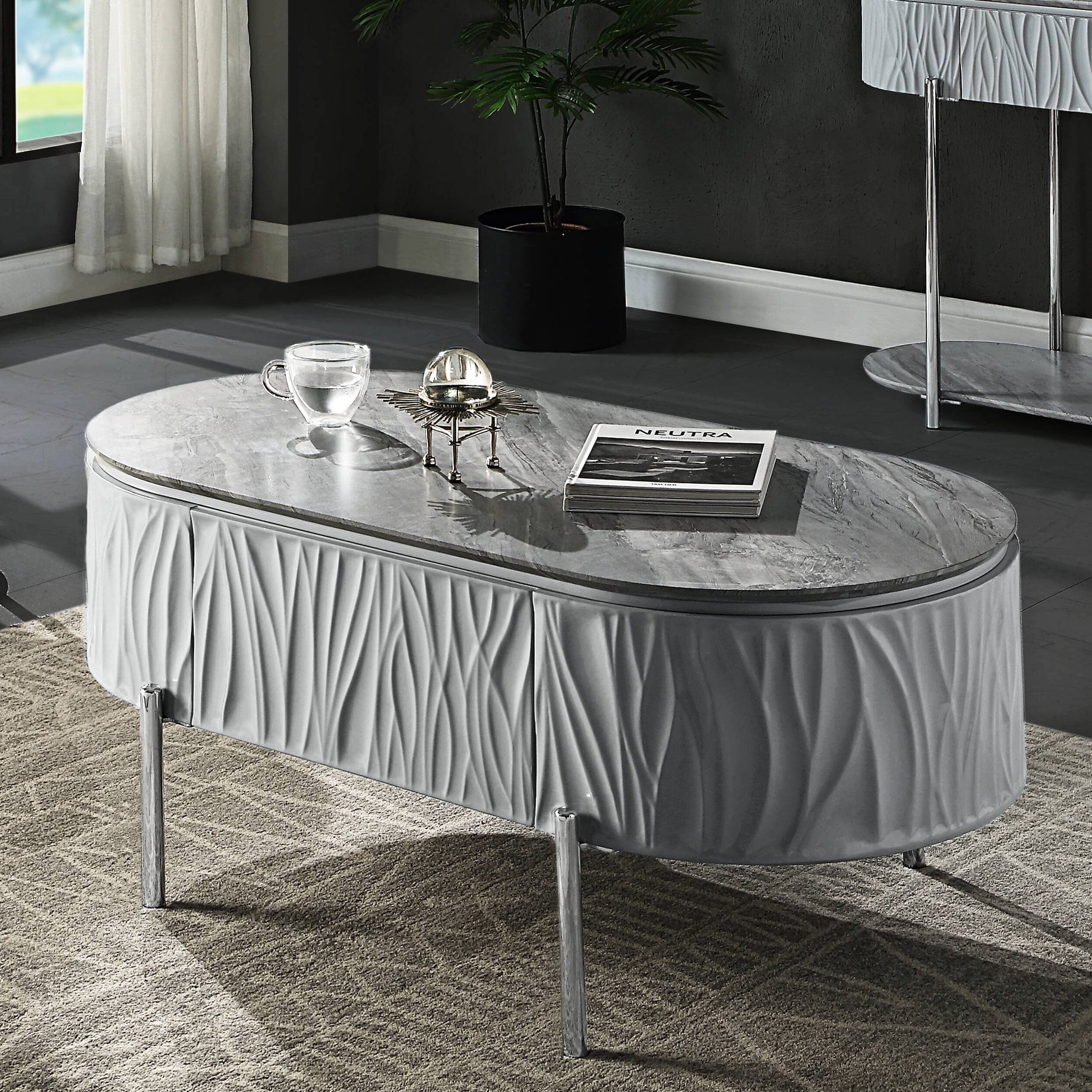 Grey High Gloss Chrome Finish - Sleek Reflective Aesthetic - Primary ...