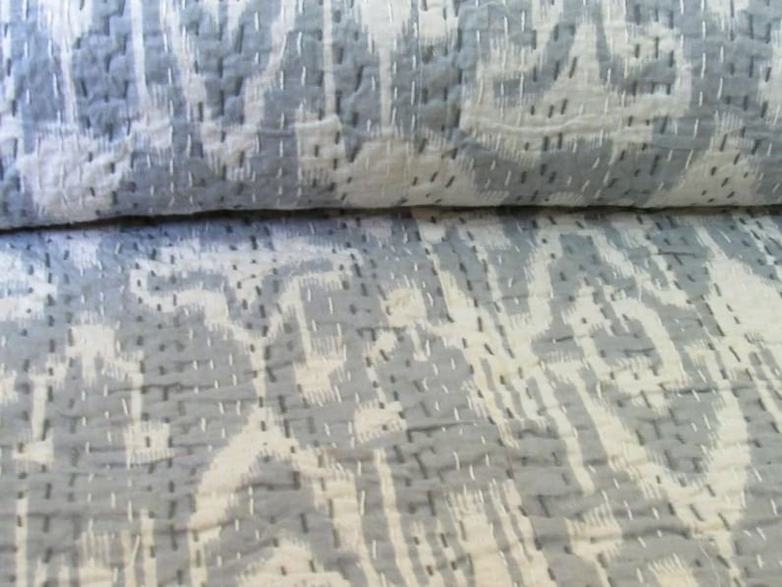 Grey Ikat Print Quilt Queen Kantha Quilt Peach Quilt Kantha Bedspread ...