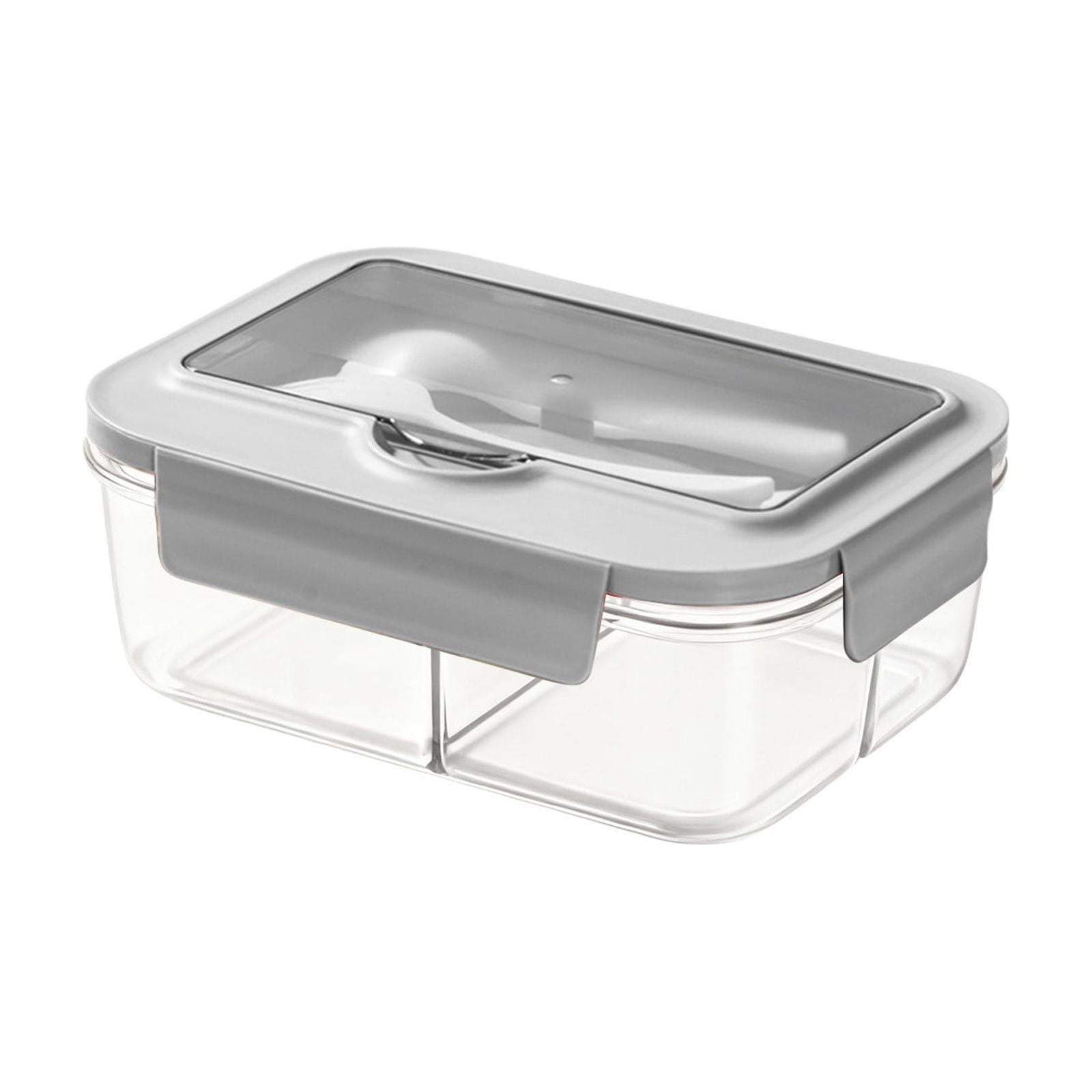 Grey Insulated Leakproof Compartment Lunch Box With Cutlery For Adults ...