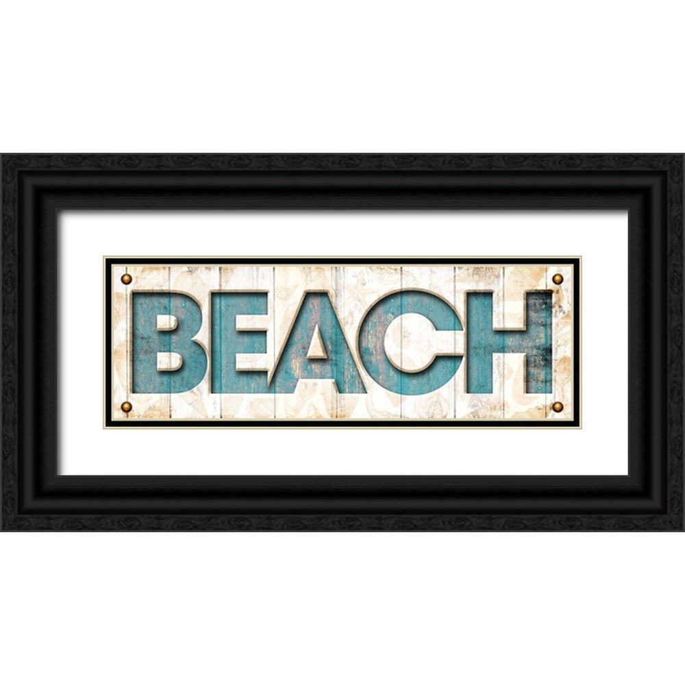 Grey, Jace 14x7 Black Ornate Wood Framed with Double Matting Museum Art ...