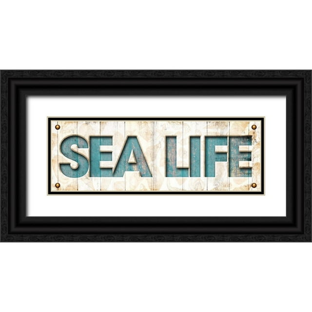 Grey, Jace 14x7 Black Ornate Wood Framed with Double Matting Museum Art ...