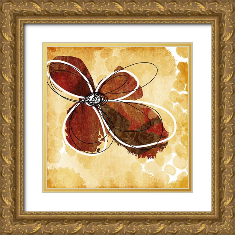 Grey, Jace 15x15 Gold Ornate Wood Framed with Double Matting Museum Art Print Titled - Flower ...