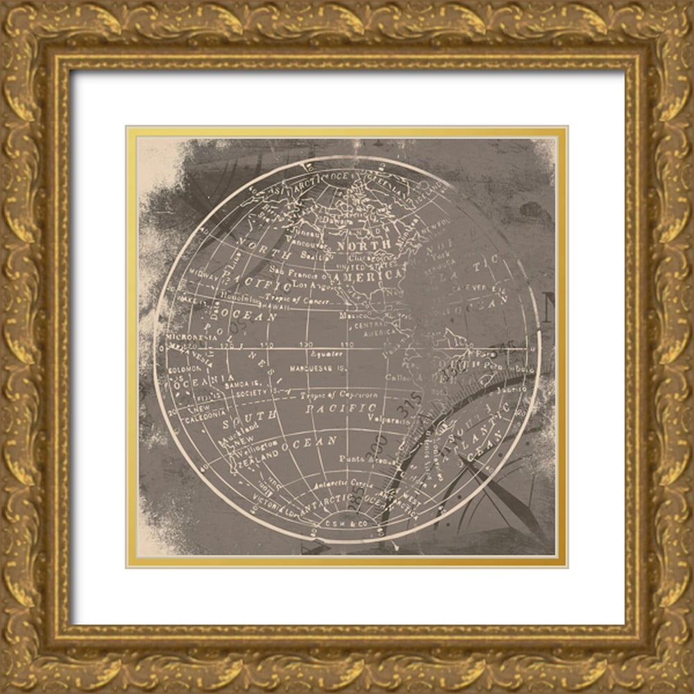 Grey, Jace 20x20 Gold Ornate Wood Framed with Double Matting Museum Art ...