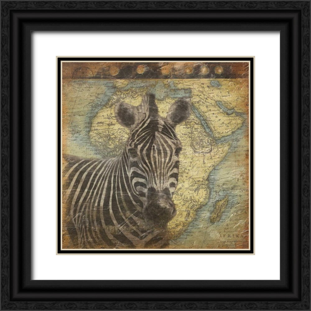 Frame To Wall Zebra Travel Art Print, 26x26 Black Ornate Wood Frame ...