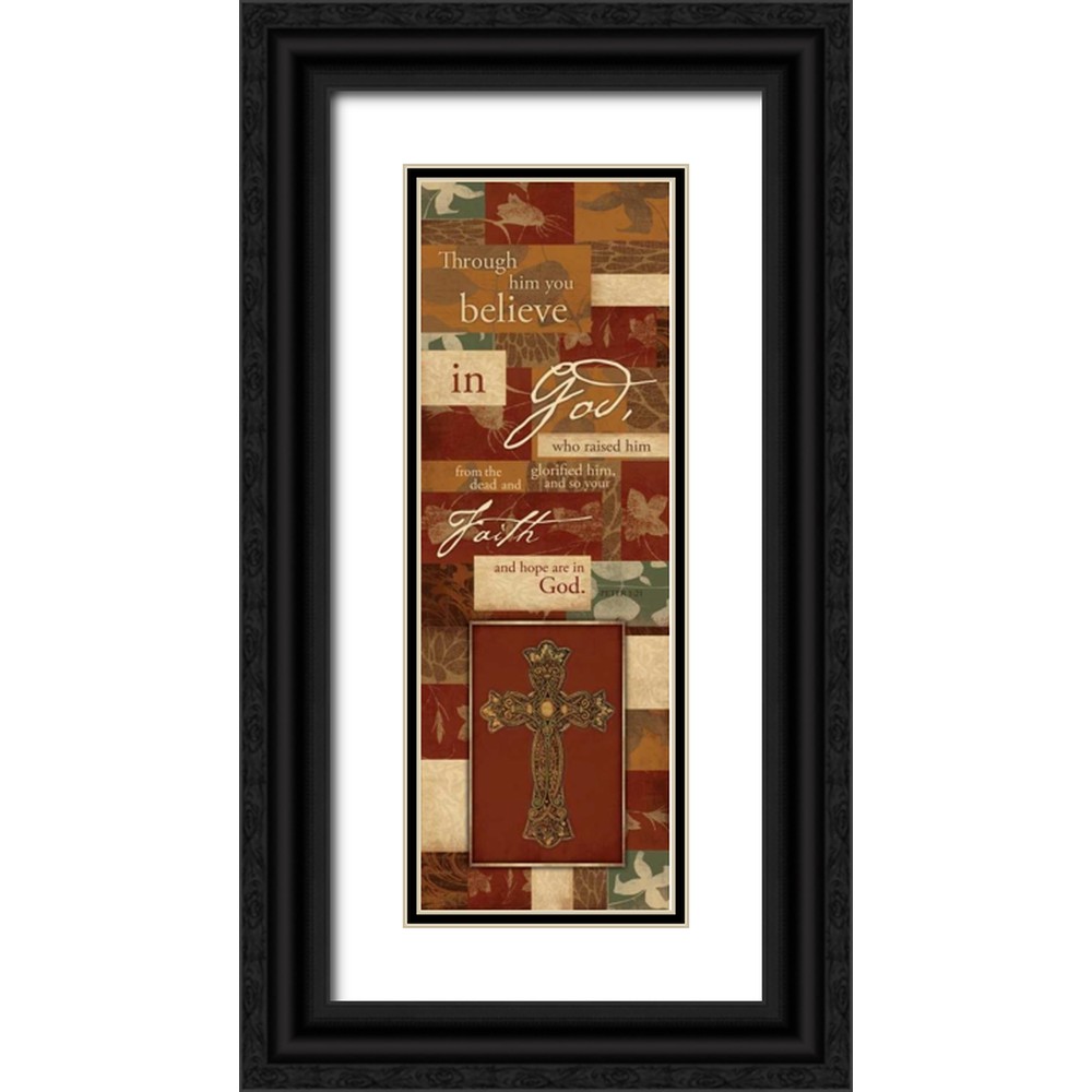 Grey, Jace 9x18 Black Ornate Wood Framed with Double Matting Museum Art ...