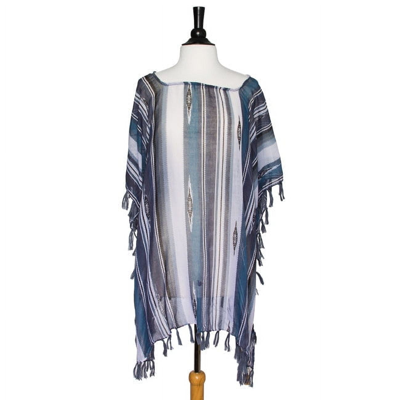 Grey Janna Striped Lightweight Poncho - Walmart.com