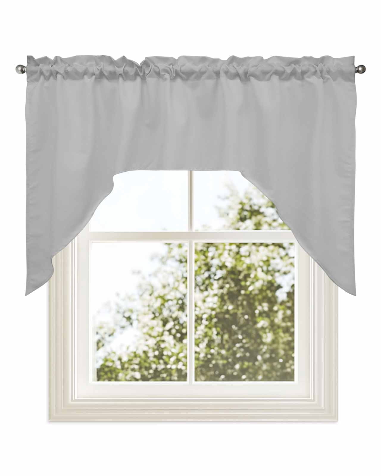 Grey Kitchen Curtains Swag Valance for Windows/Bathroom/Cafe, Modern ...