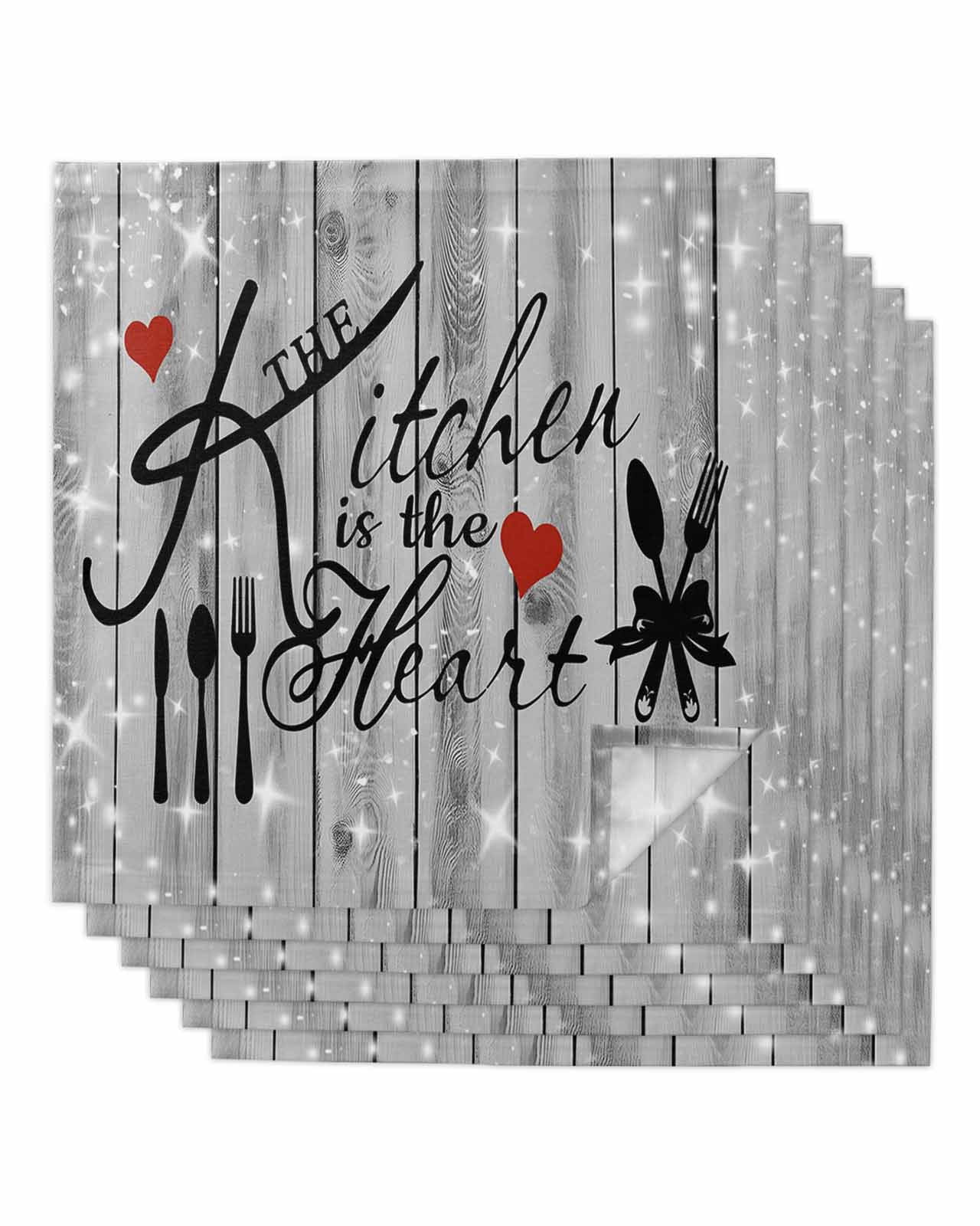 Grey Kitchen Knife Fork Cloth Napkins Set of 6 Reusable Dinner Napkins ...