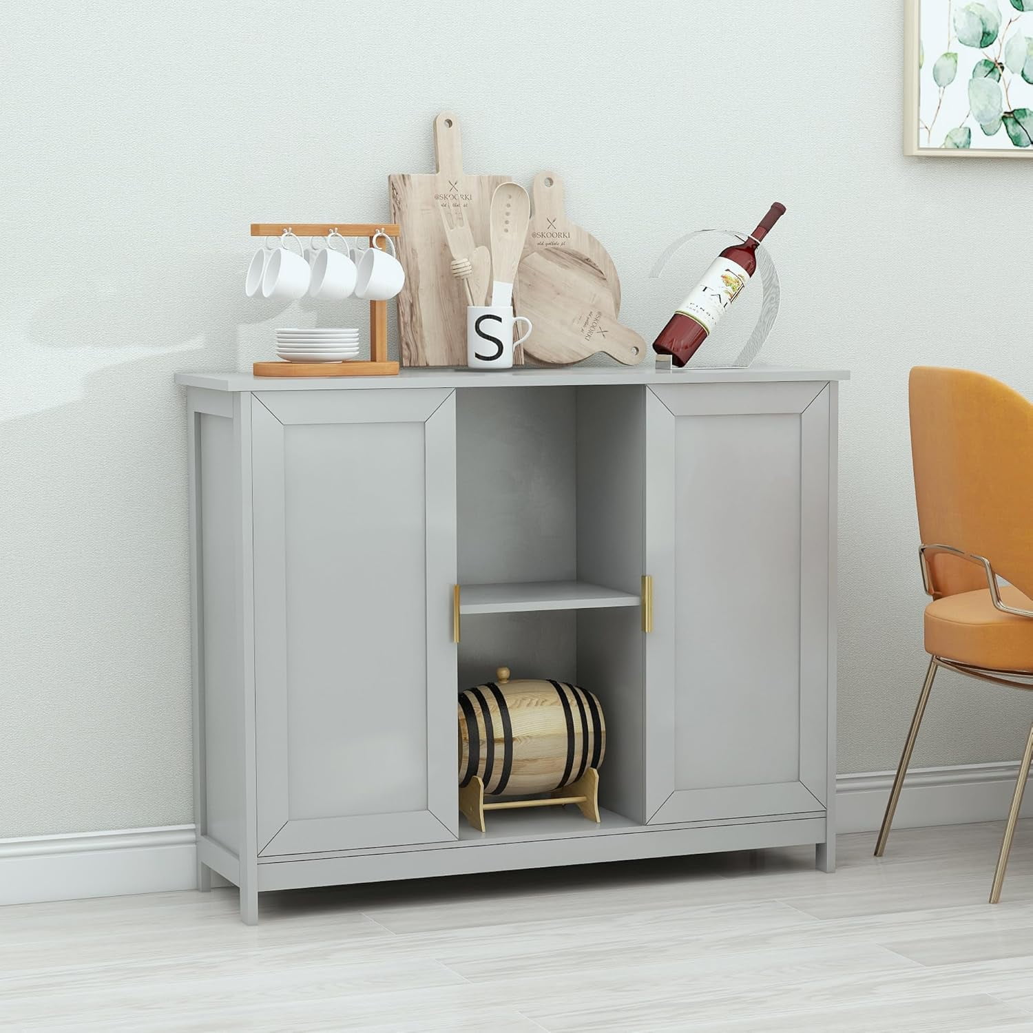 Grey Kitchen Pantry, Modern Wooden Small Credenza Sideboard Coffee ...