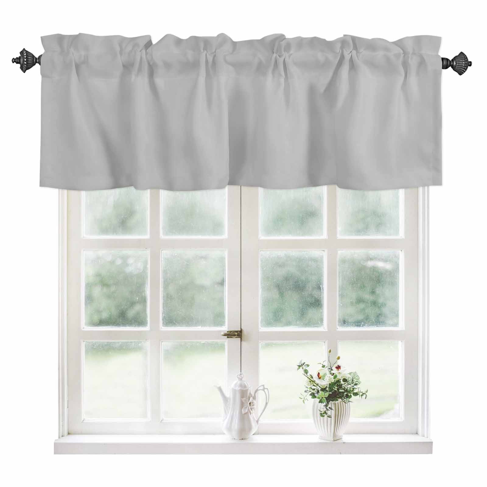 Grey Kitchen Valances for Windows 42x18 Inch Kitchen Curtains Valances ...