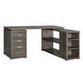 Grey L-Shape Office Desk | File Storage and Open Shelves | Laminate and ...