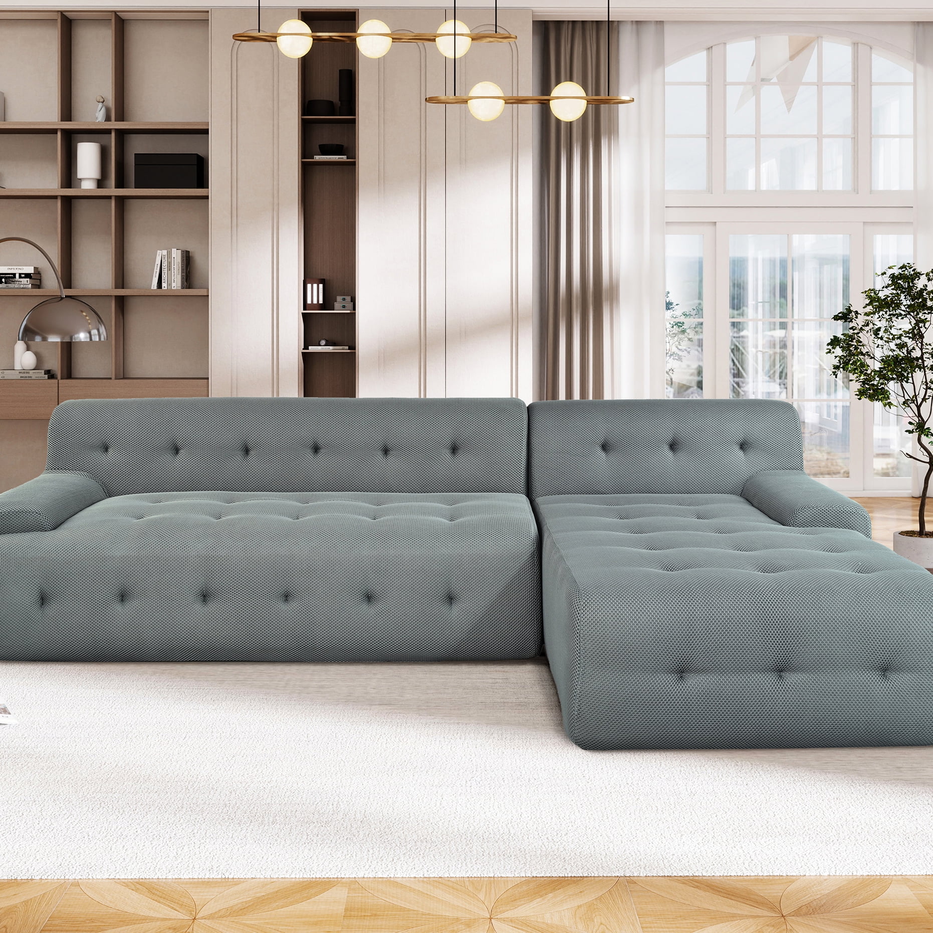 Grey L-shaped With 2 Design - No Assembly For Living Rooms Fabric Foam ...