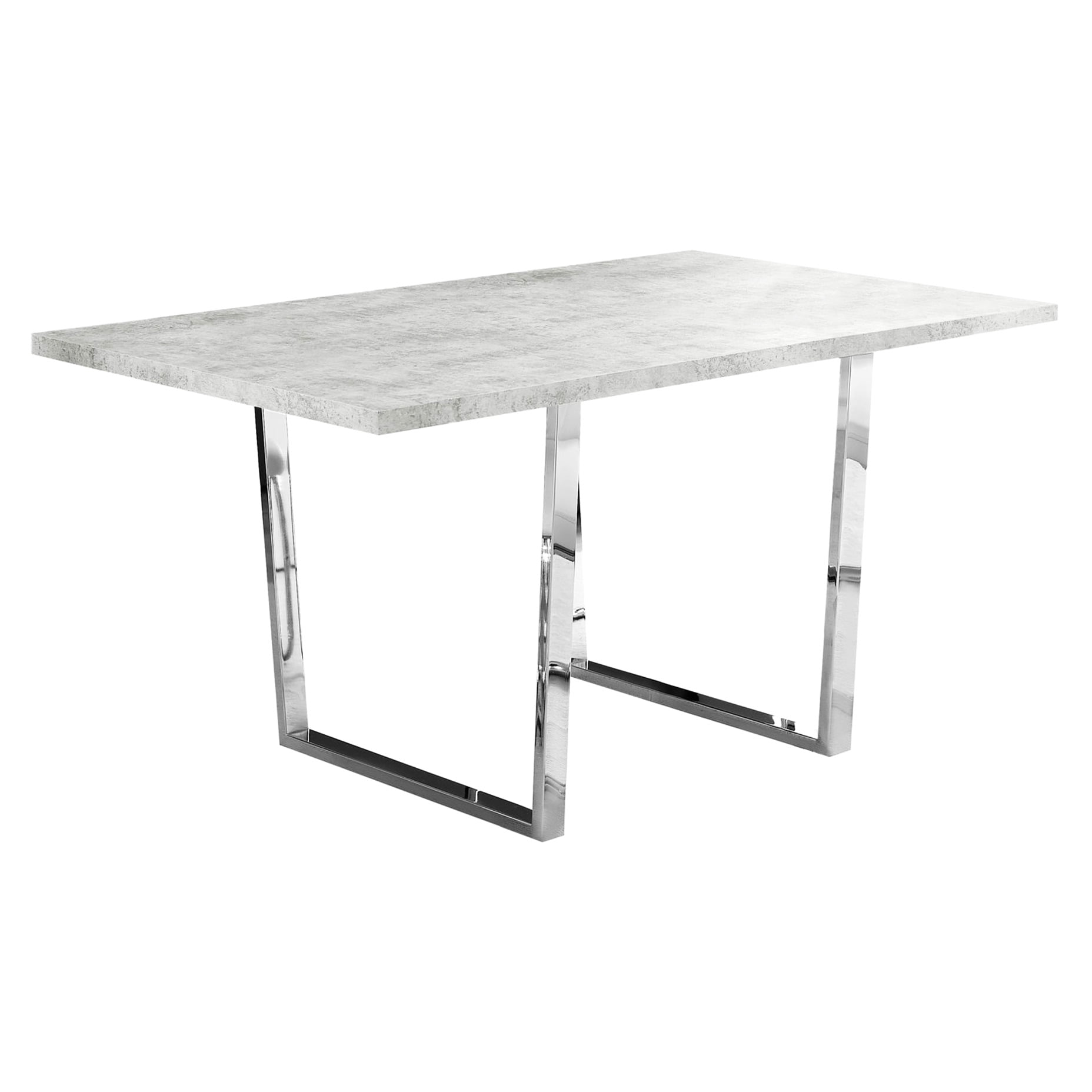 Grey Laminate 60" Rectangular Dining Table, Metal Leg Support, Modern ...