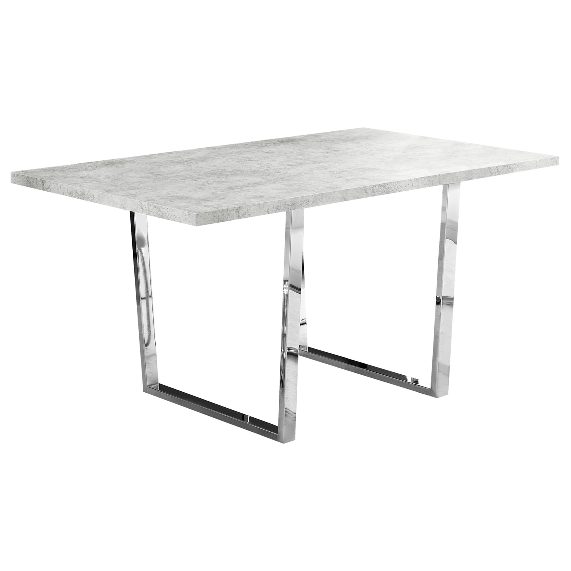 Grey Laminate 60" Rectangular Dining Table, Metal Leg Support, Modern ...