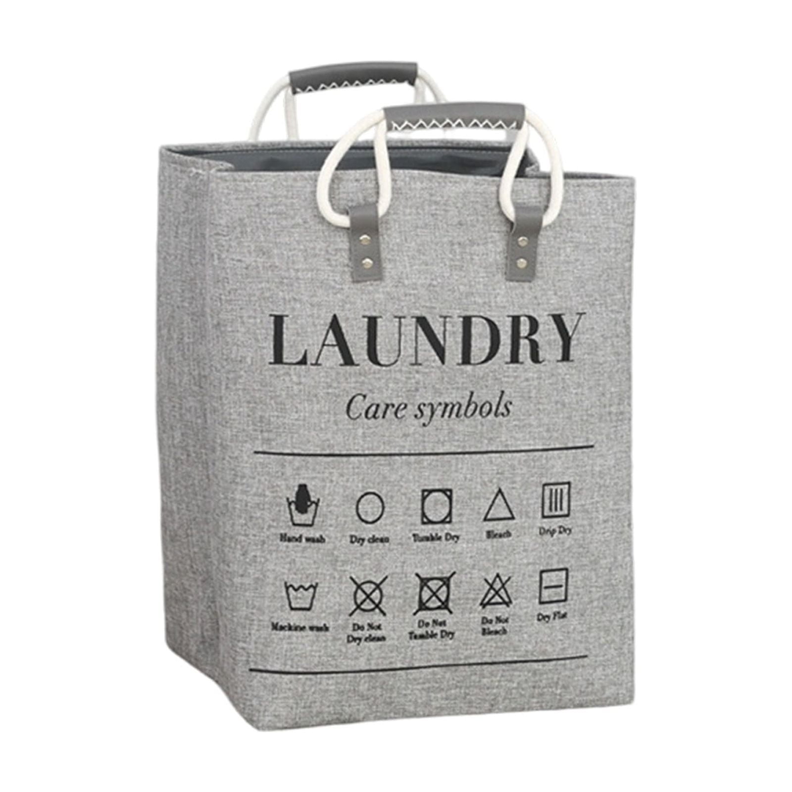 Grey Laundry Hamper Basket Freestanding Folding Clothes Organizer With ...