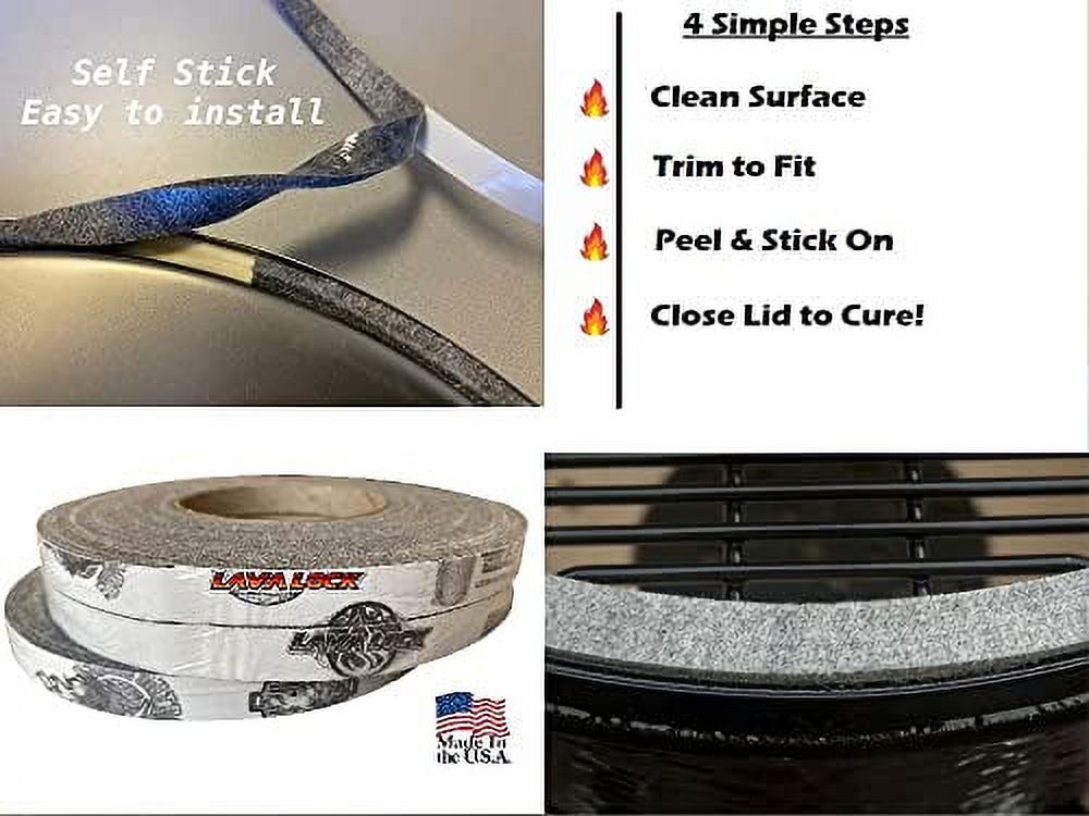 Grey Lavalock Gasket High Temp BBQ Smoker Grill Self Stick 1-1/2 x 1/4 ...