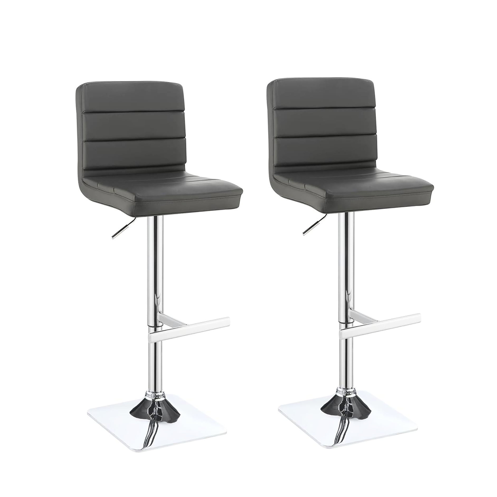 Grey Leatherette Bar Stools (Set of 2) | For Modern Living Areas, Full ...