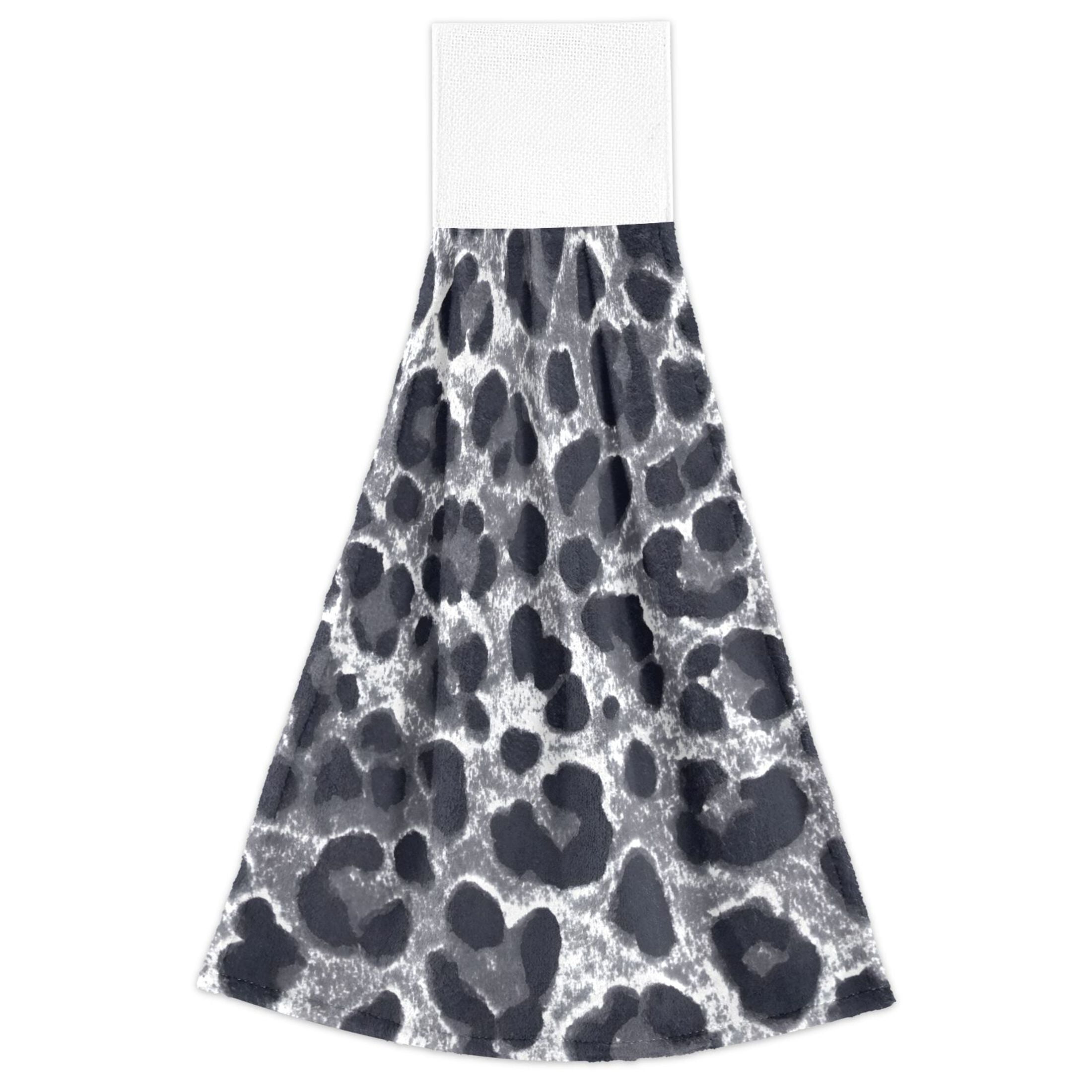 Grey Leopard Print Pattern Hand Towels 2 Pack Quick Dry Velvet Soft ...