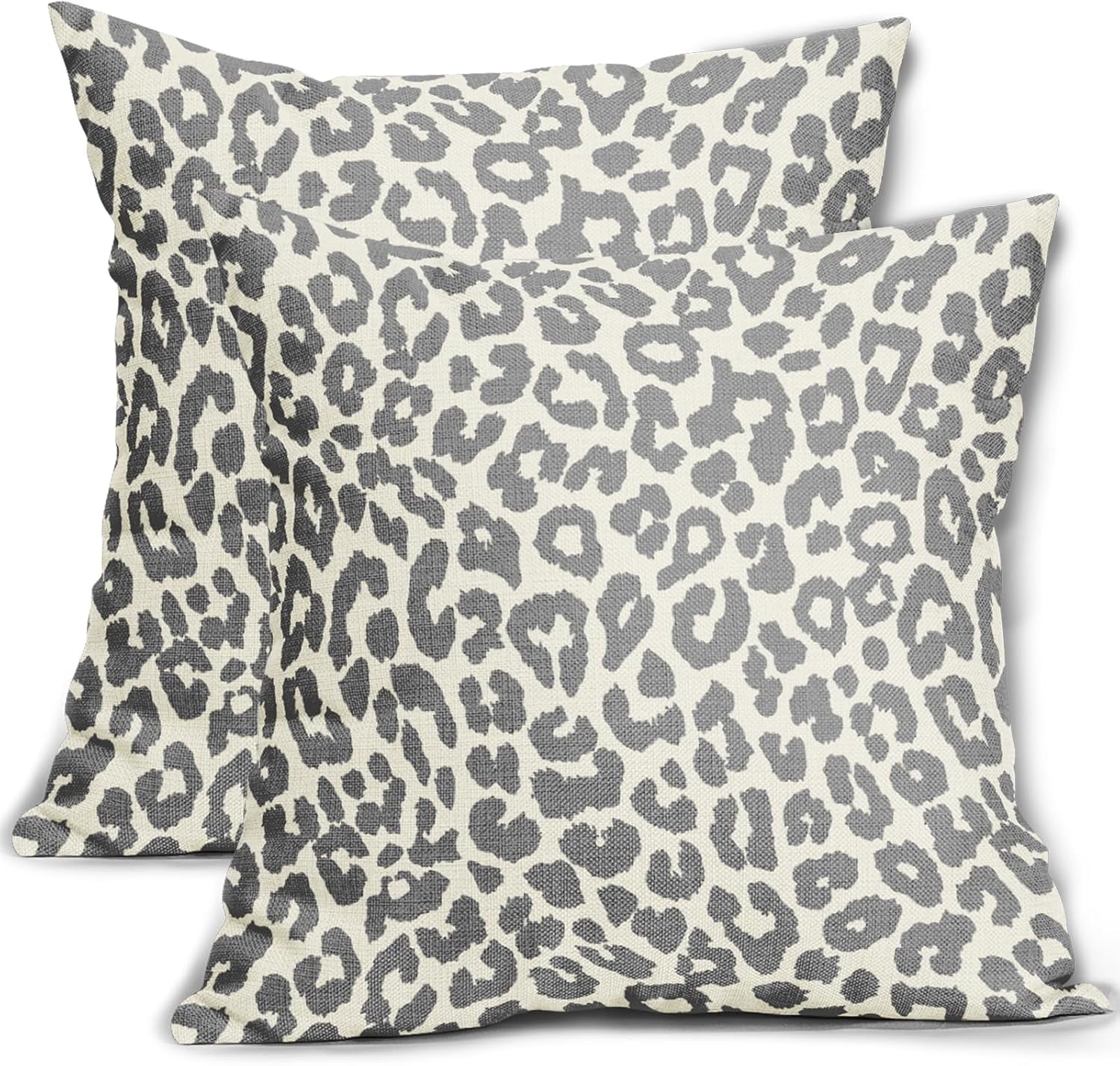 Grey Leopard Print Pillow Covers 20x20 Set of 2 Cheetah Animal Pattern ...