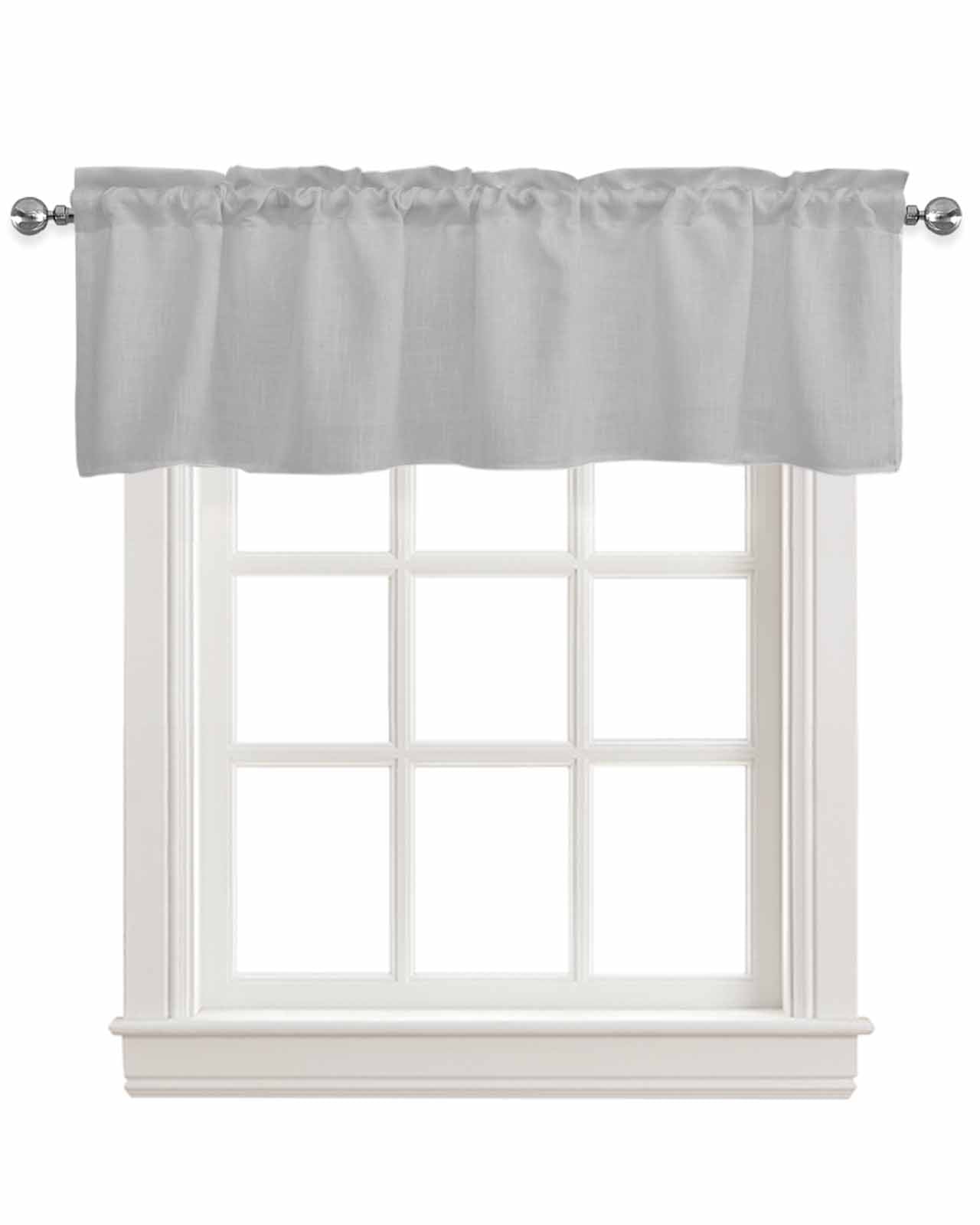 Grey Linen Curtain Valance for Bedroom/Bathroom/Kitchen/Living/Dining ...