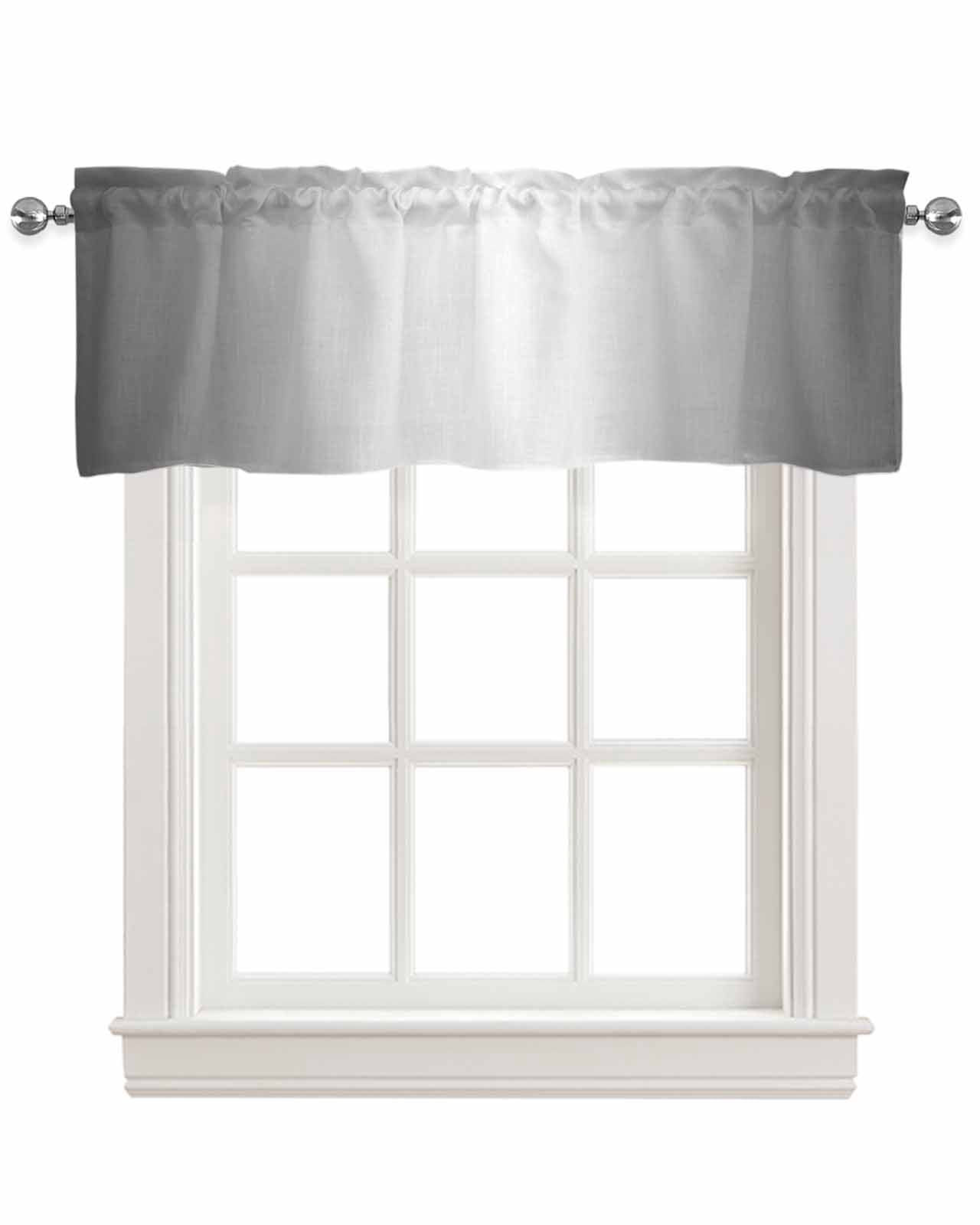 Grey Linen Curtain Valance for Bedroom/Bathroom/Kitchen/Office/Living ...