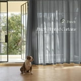Grey Linen Curtains 95 Inches Long 2 Panels Set Dark Gray Light ...