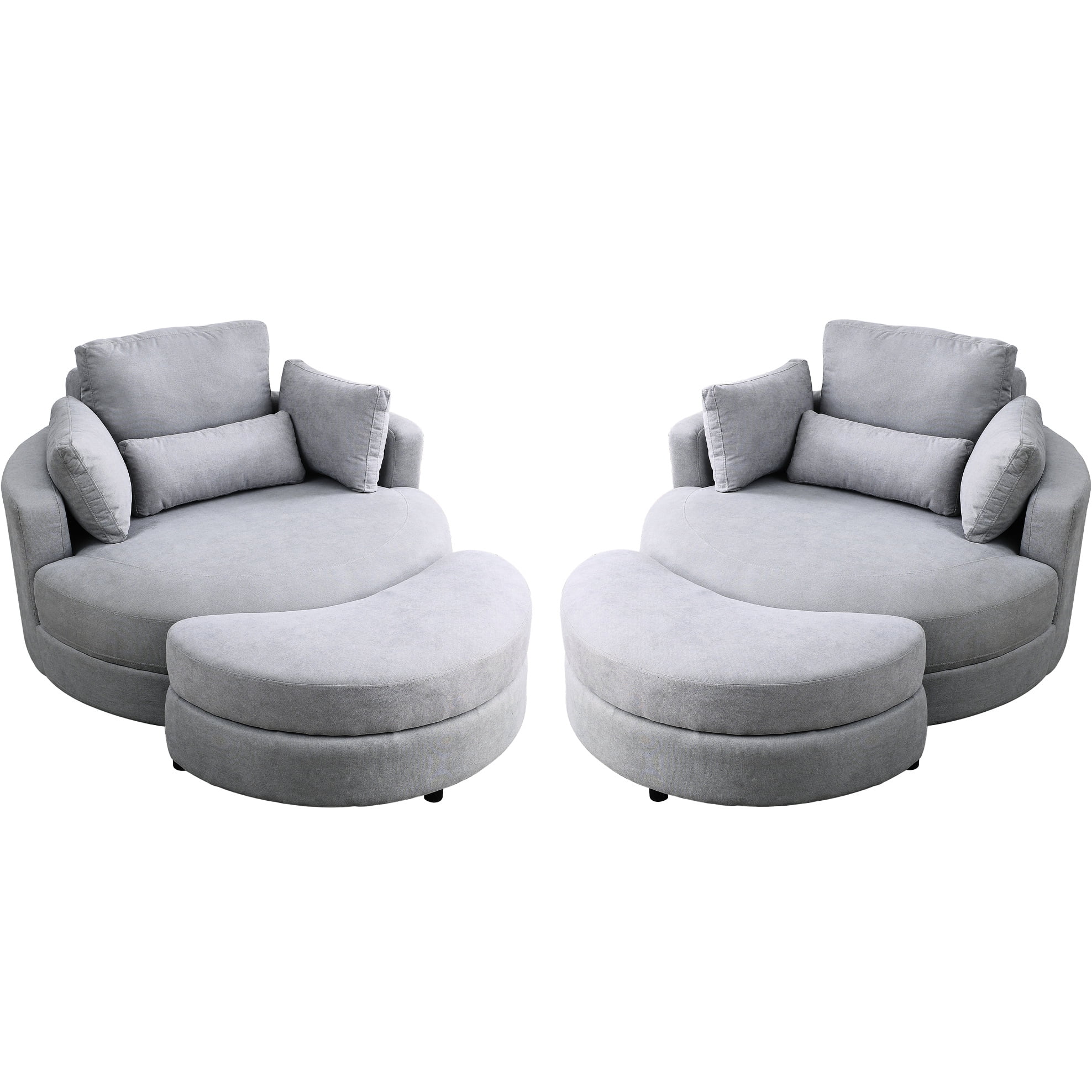 Grey Linen Swivel Chair With Storage - Soft Cushions, Frame For Living ...