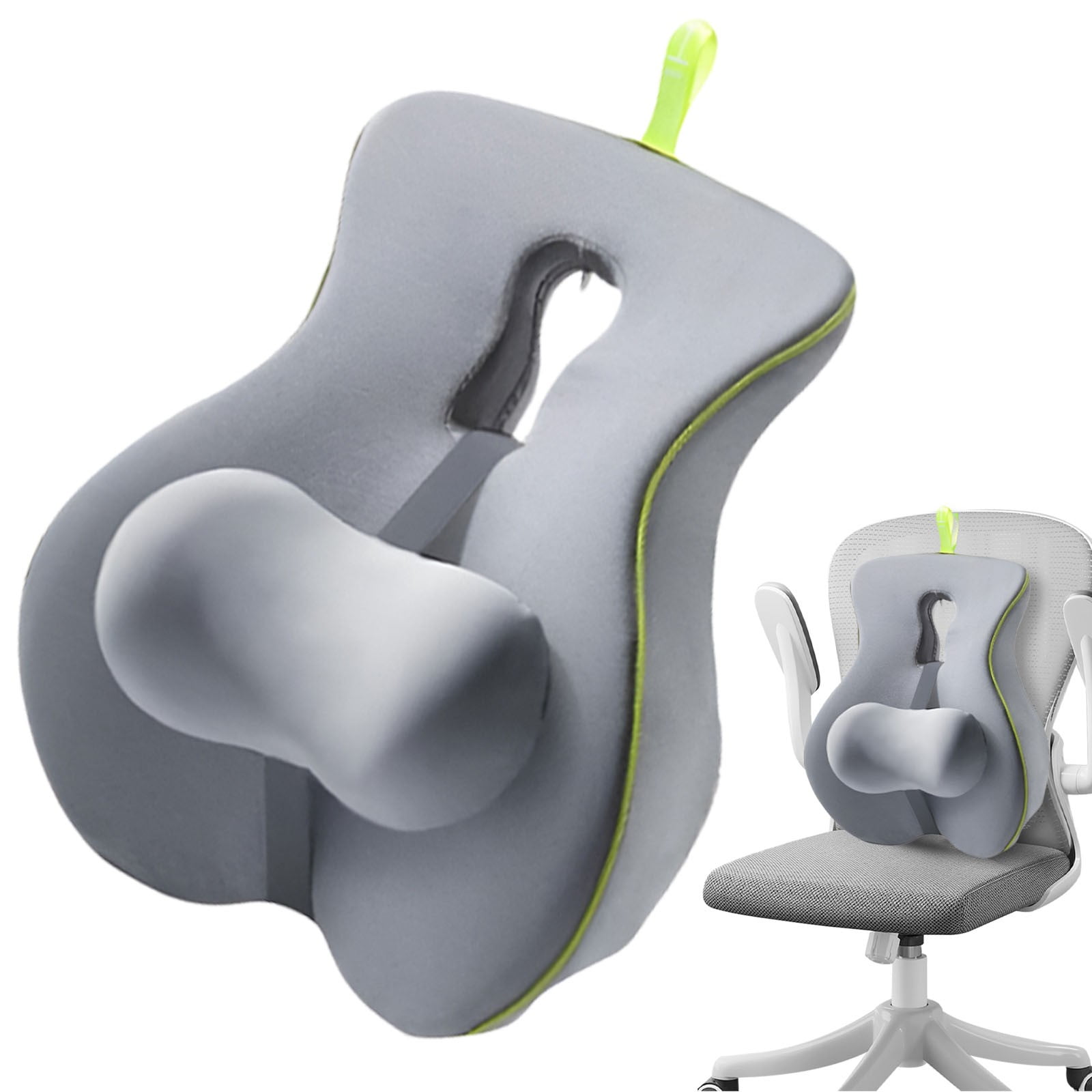 Grey Lumbar Support Pad A, Adjustable Strap Seat Cushion & Washable ...