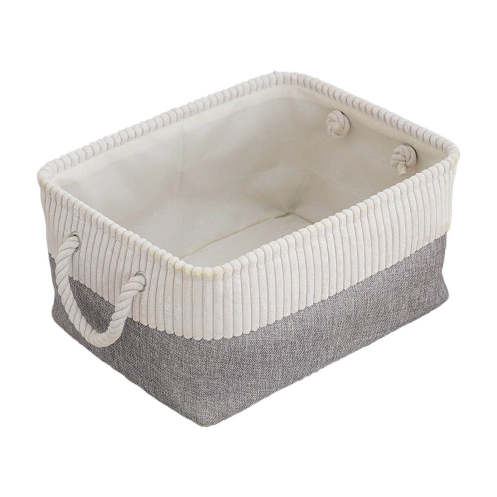 Grey M Foldable Storage Basket Fabric Cloth Bin With Handle Design ...