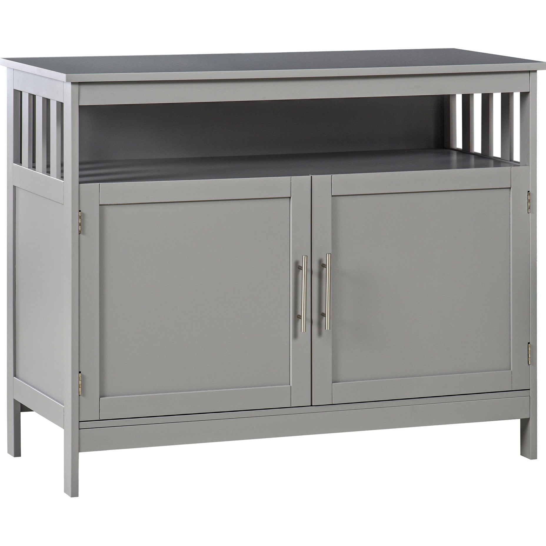 Grey MDF Coffee Bar Cabinet with Adjustable Shelf for Living Room ...