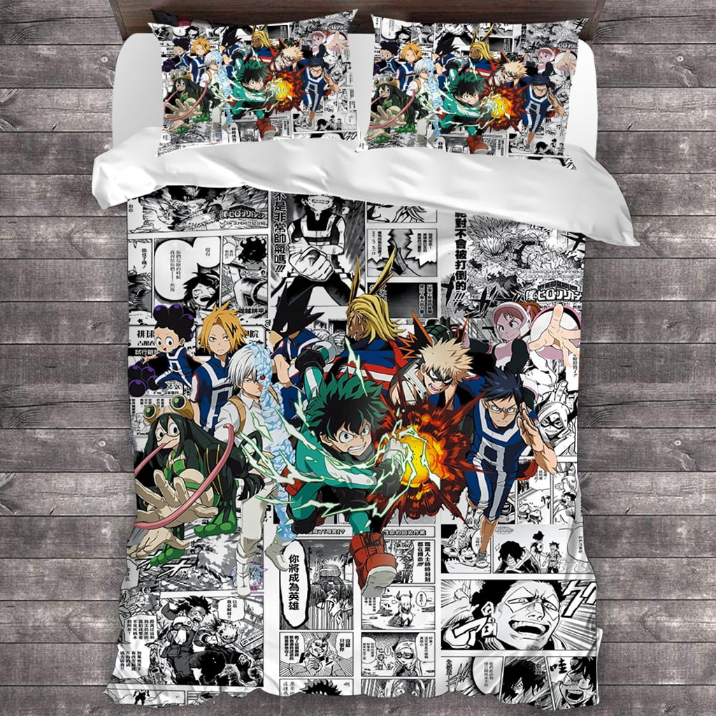 Grey Manga My Hero Academia Bedding Bed Set Bakugou Deku Todoroki Toga ...