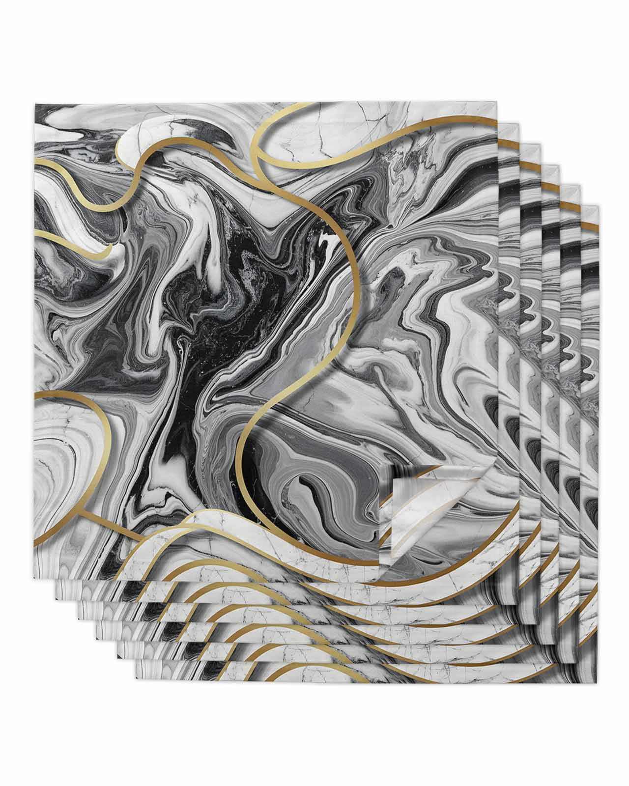Grey Marble Cloth Napkins Set of 6 Reusable Dinner Napkins, Modern ...
