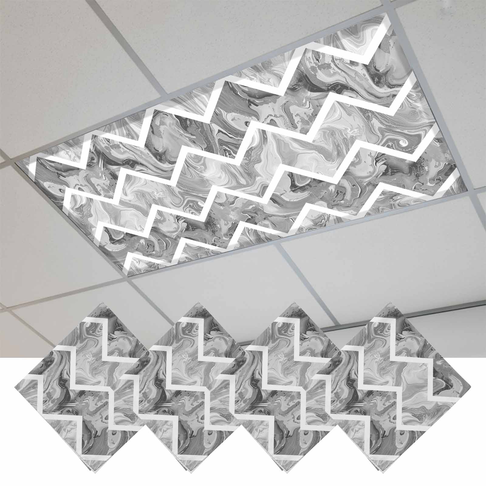 Grey Marble Fluorescent Light Covers, Modern Abstract Art Aesthetics ...